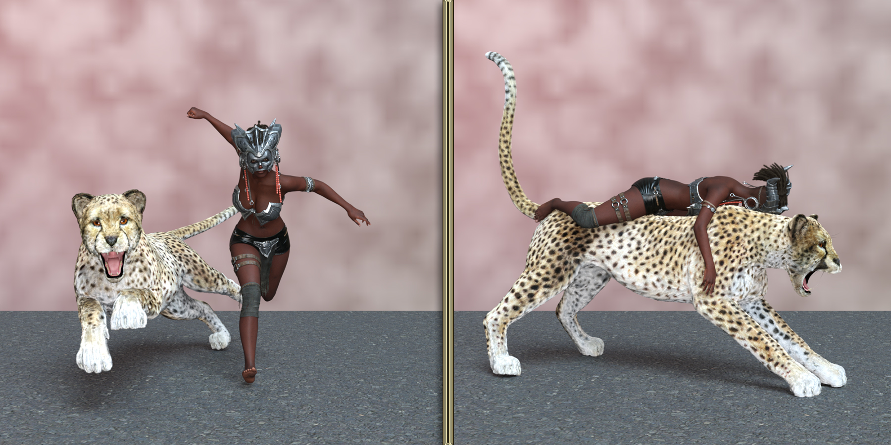 Speed Masters Poses for Genesis 9 and Big Cat 2 Cheetah | Daz 3D