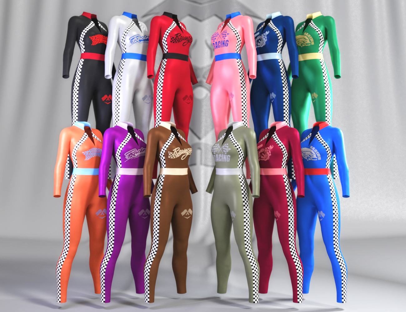 JMR dForce Racing Costume for Genesis 9 and 8 Female | Daz 3D