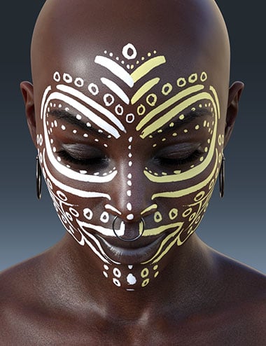 GNBD African Beauty Brushes, Face Paint Overlays and Mats for Genesis 8 ...