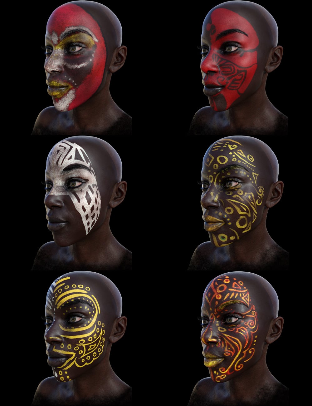 GNBD African Beauty Brushes, Face Paint Overlays and Mats for Genesis 8 ...