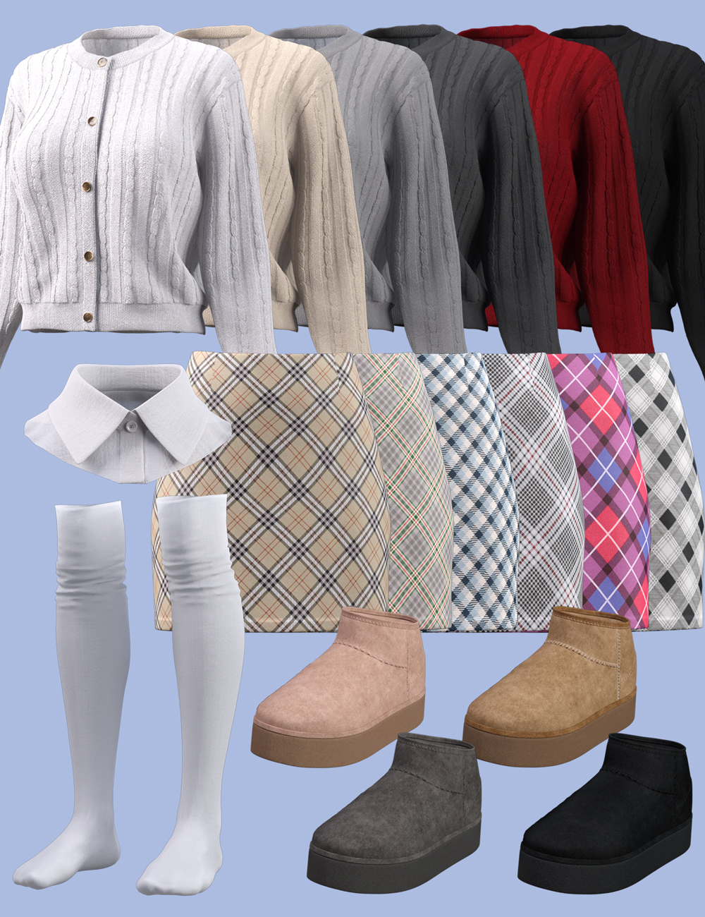 dForce HnC25 Knit Cardigan Outfit for Genesis 9 | Daz 3D