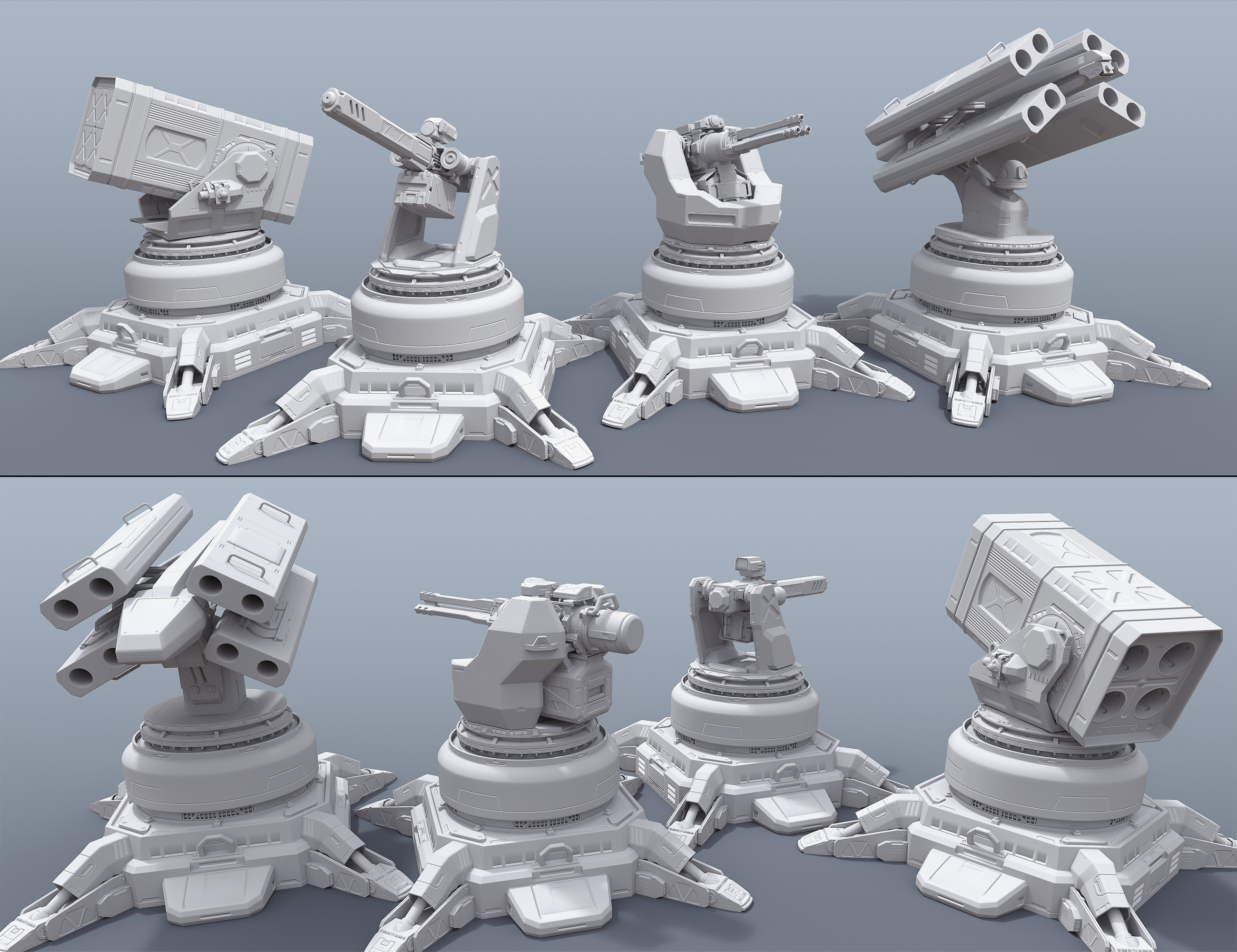Modular Security Turrets | Daz 3D