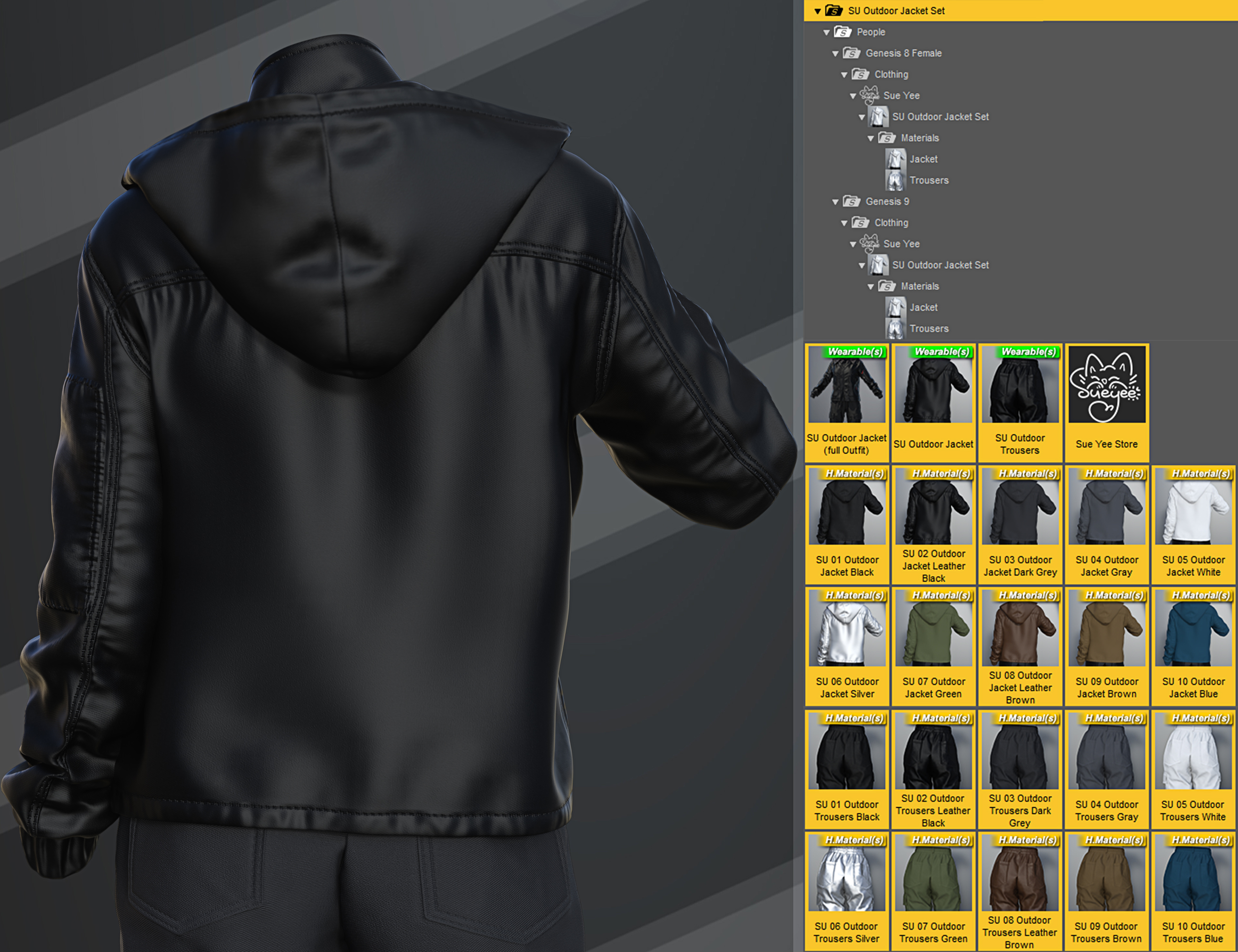 dForce SU Outdoor Jacket Set for Genesis 9, 8.1, and 8 Female | Daz 3D