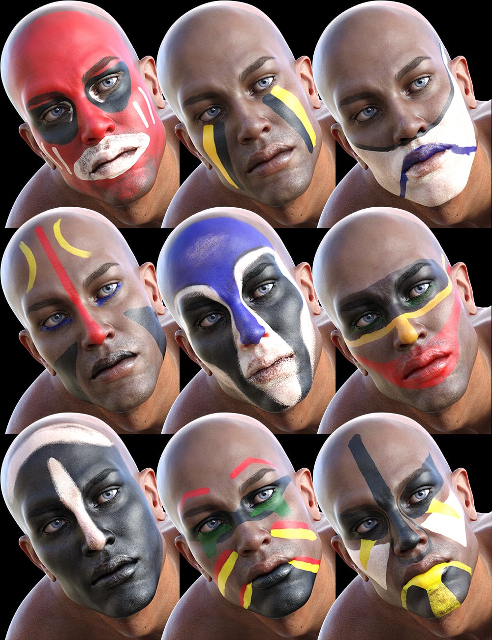 GNBD Natives War Beauty Face Paintings for Genesis 9 | Daz 3D