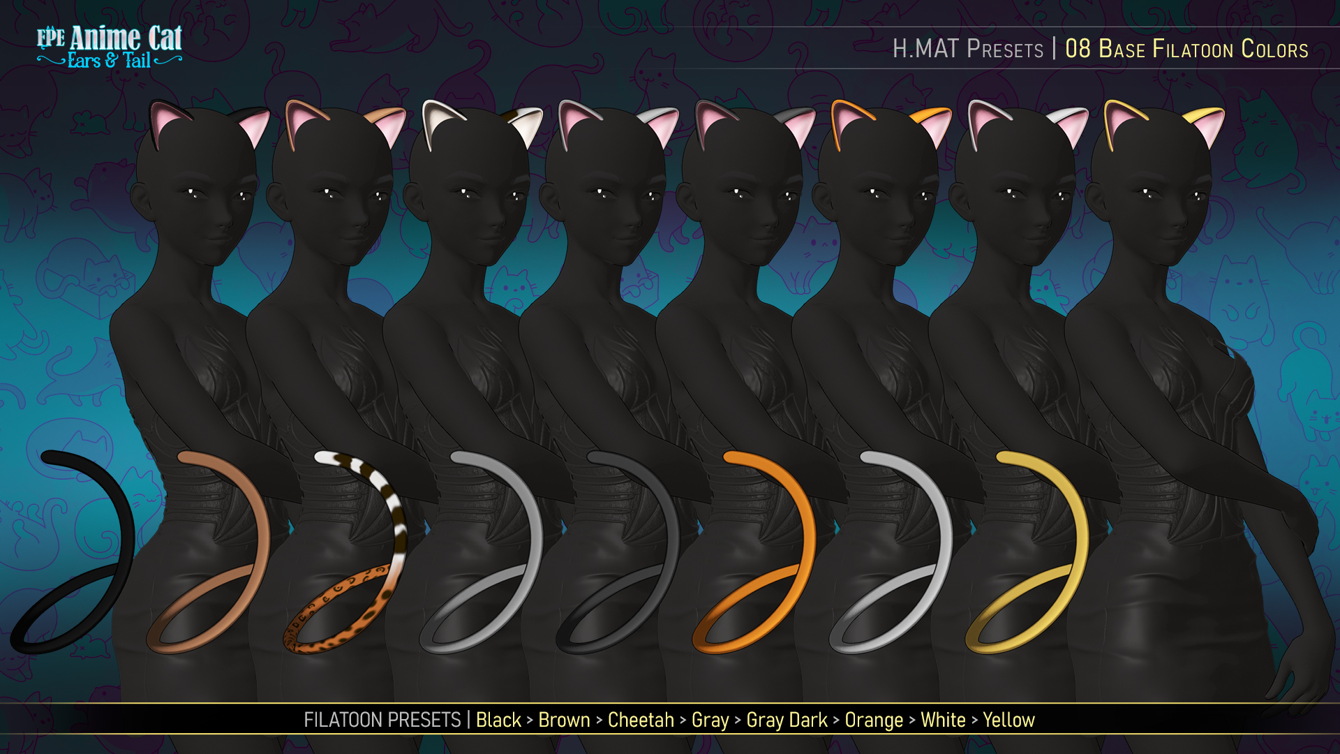 FPE Anime Cat Ears and Tail for Genesis 9 | Daz 3D