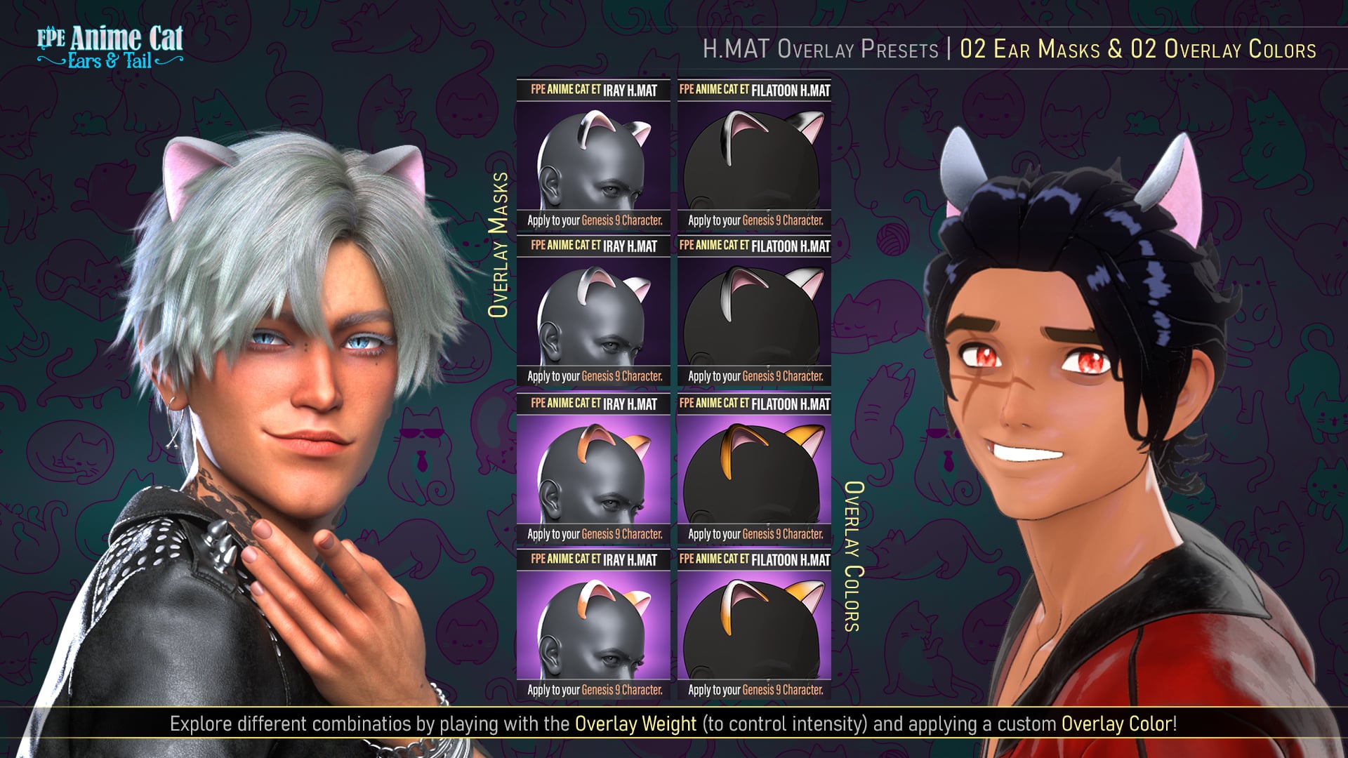 FPE Anime Cat Ears and Tail for Genesis 9 | Daz 3D