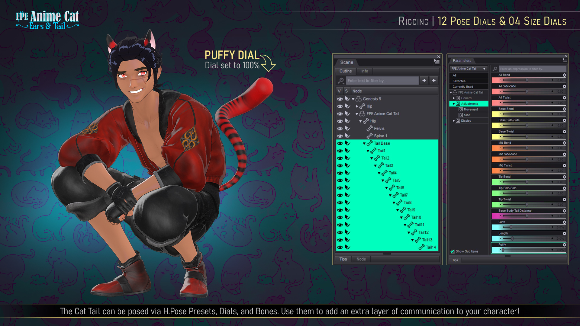FPE Anime Cat Ears and Tail for Genesis 9 | Daz 3D