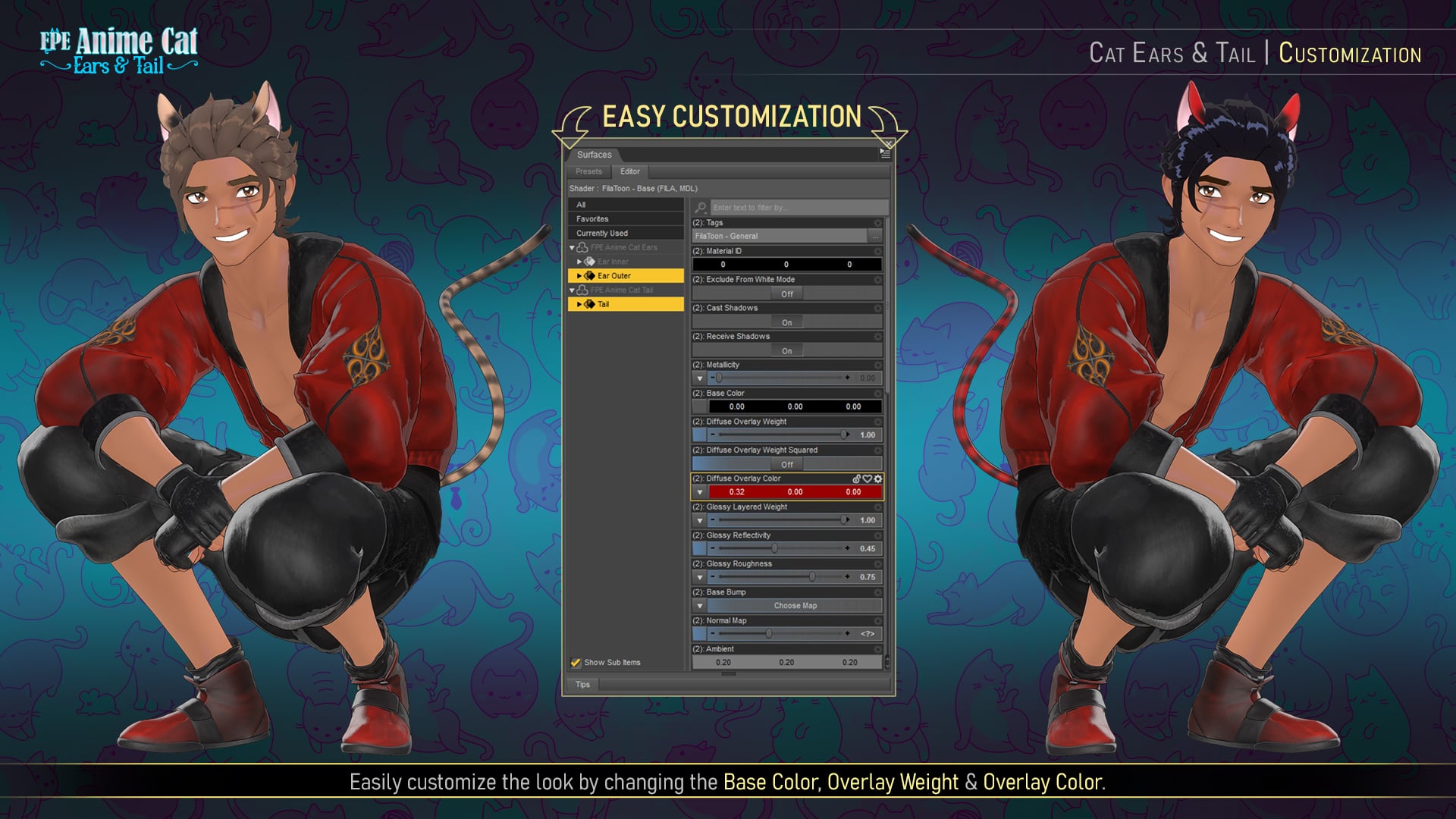 FPE Anime Cat Ears and Tail for Genesis 9 | Daz 3D