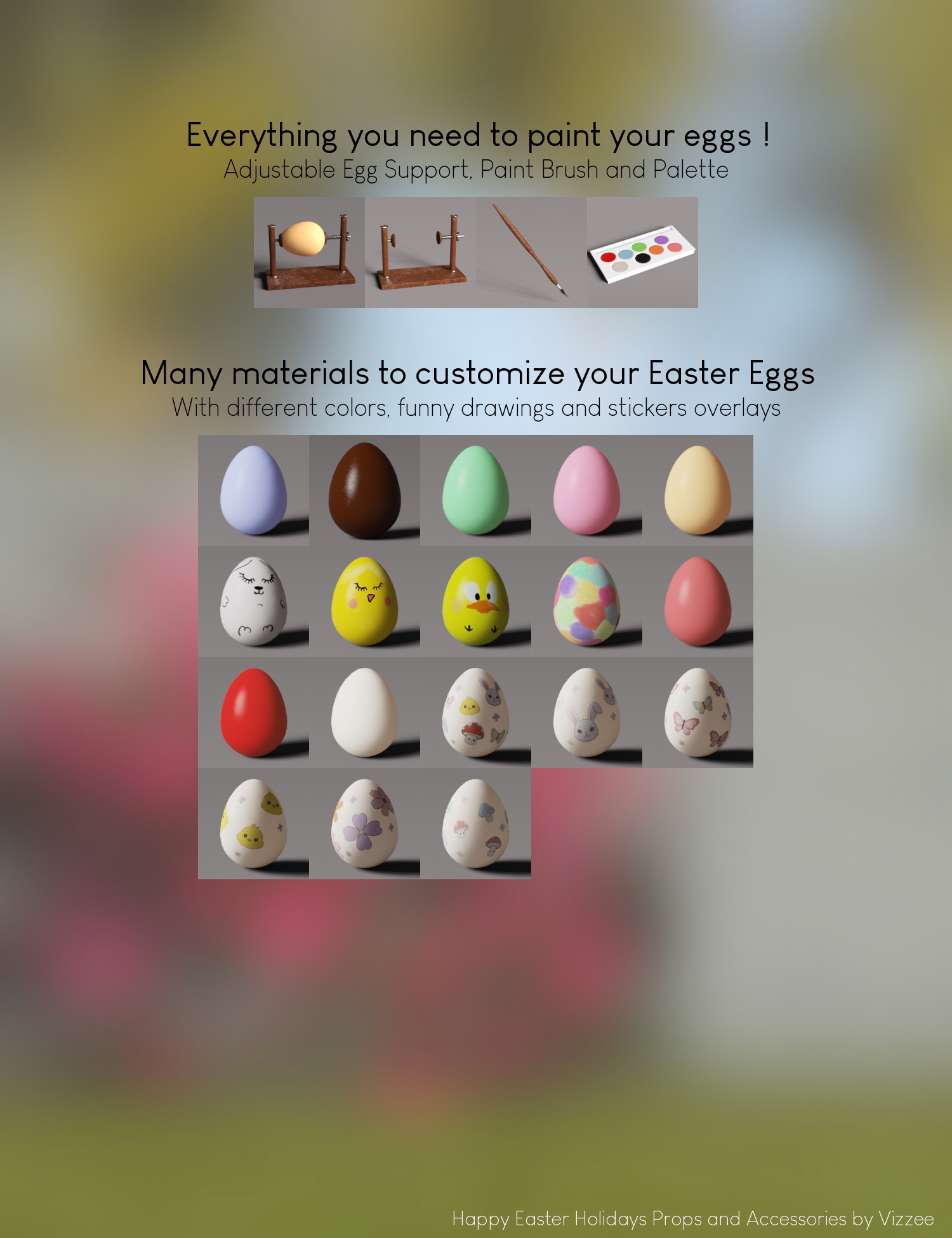 Happy Easter Holidays Props and Accessories | Daz 3D