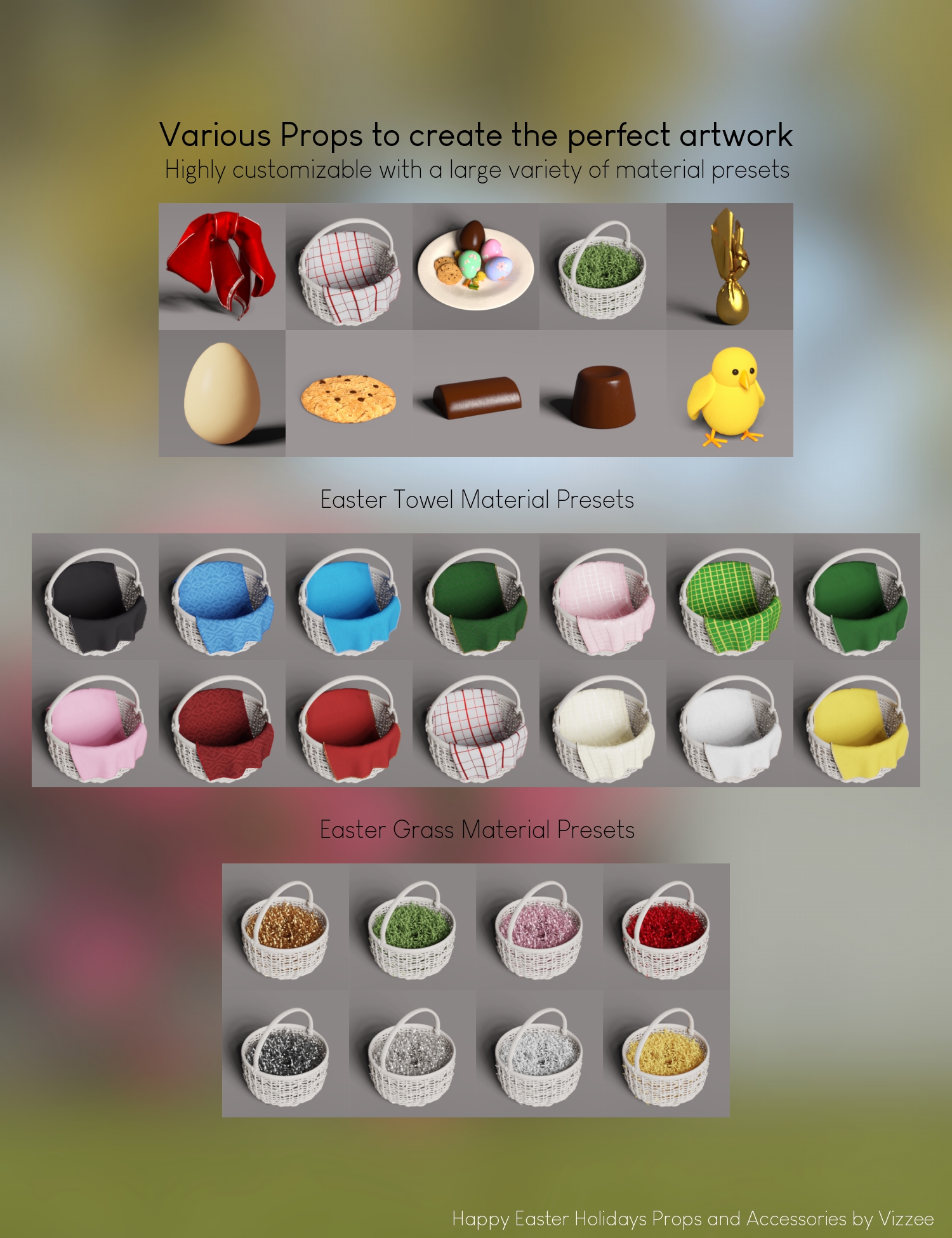 Happy Easter Holidays Props and Accessories | Daz 3D
