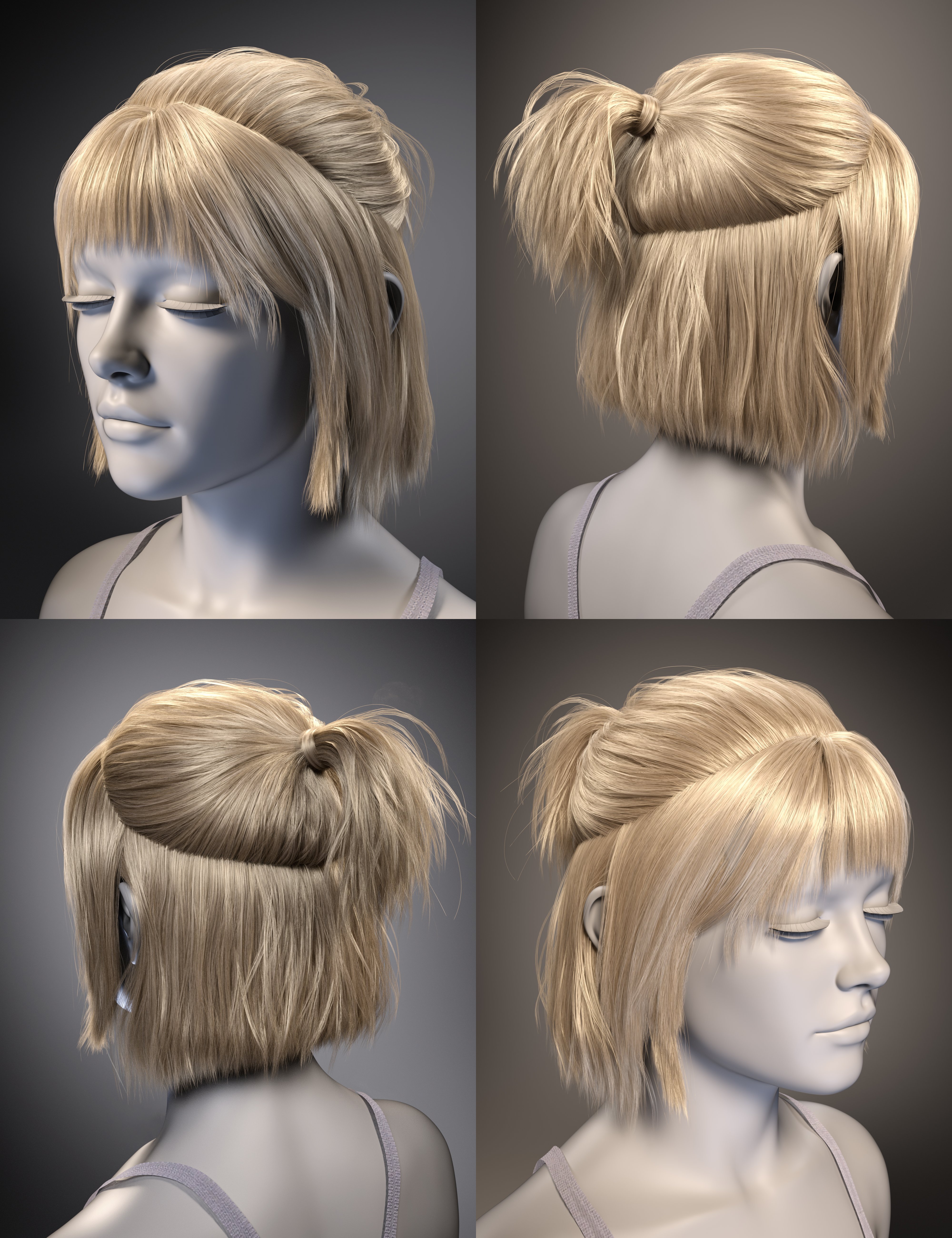 FE Short Ponytail Hair for Genesis 9 | Daz 3D