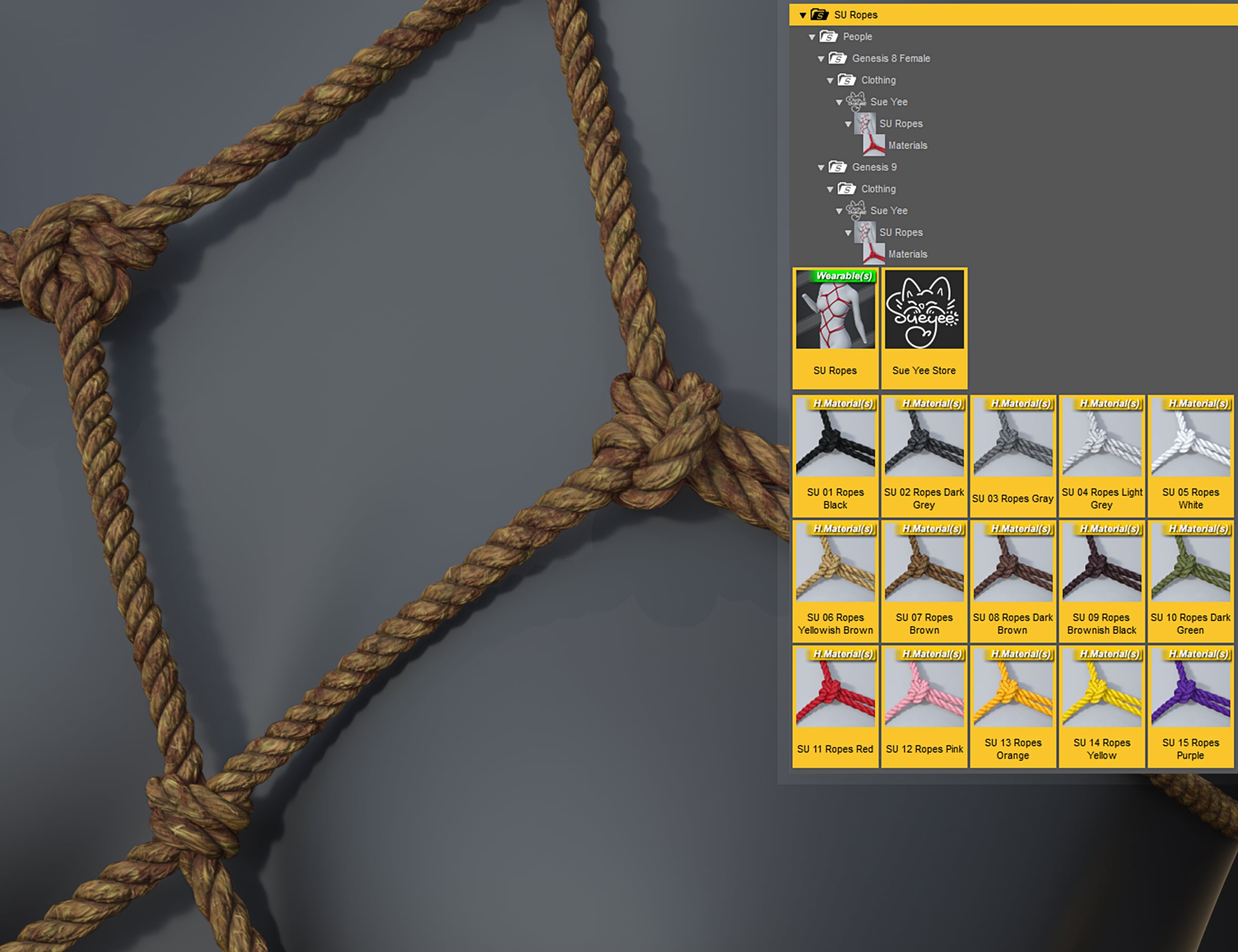 SU Ropes for Genesis 9, 8.1, and 8 Female | Daz 3D