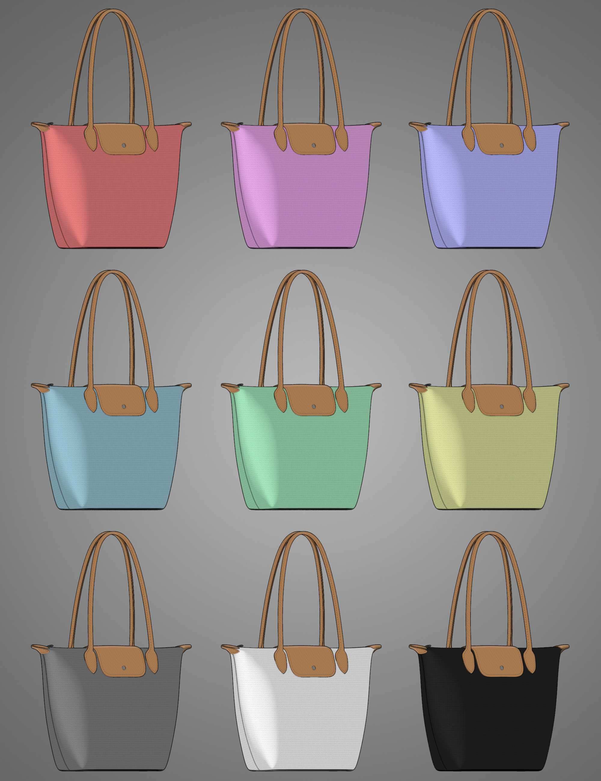 Casual Elegance Bags Toon for Genesis 9 Add-On | Daz 3D