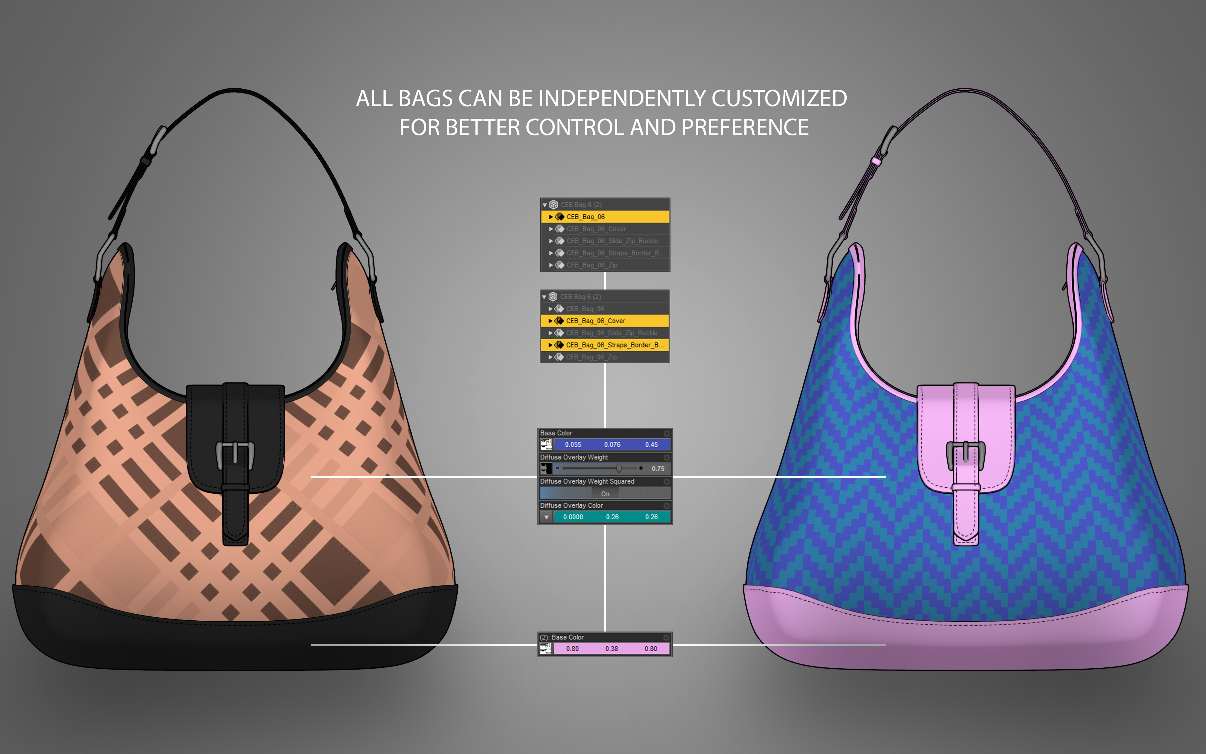 Casual Elegance Bags Toon for Genesis 9 Add-On | Daz 3D
