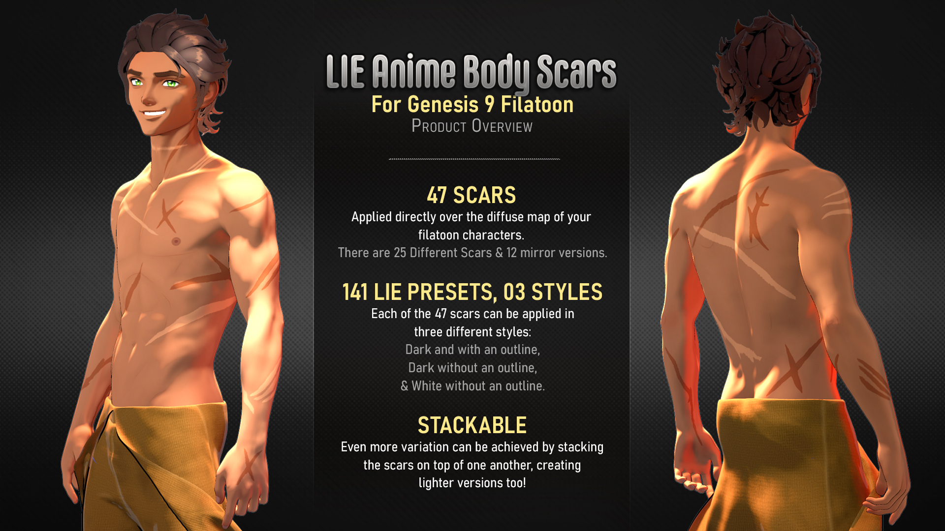FPE Anime LIE Body Scars for Genesis 9 ⋆ Freebies Daz 3D