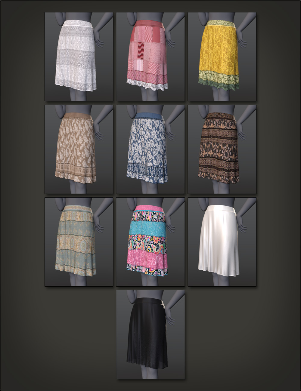 VYK Separates - dForce Long Skirt for Genesis 9 | Daz 3D