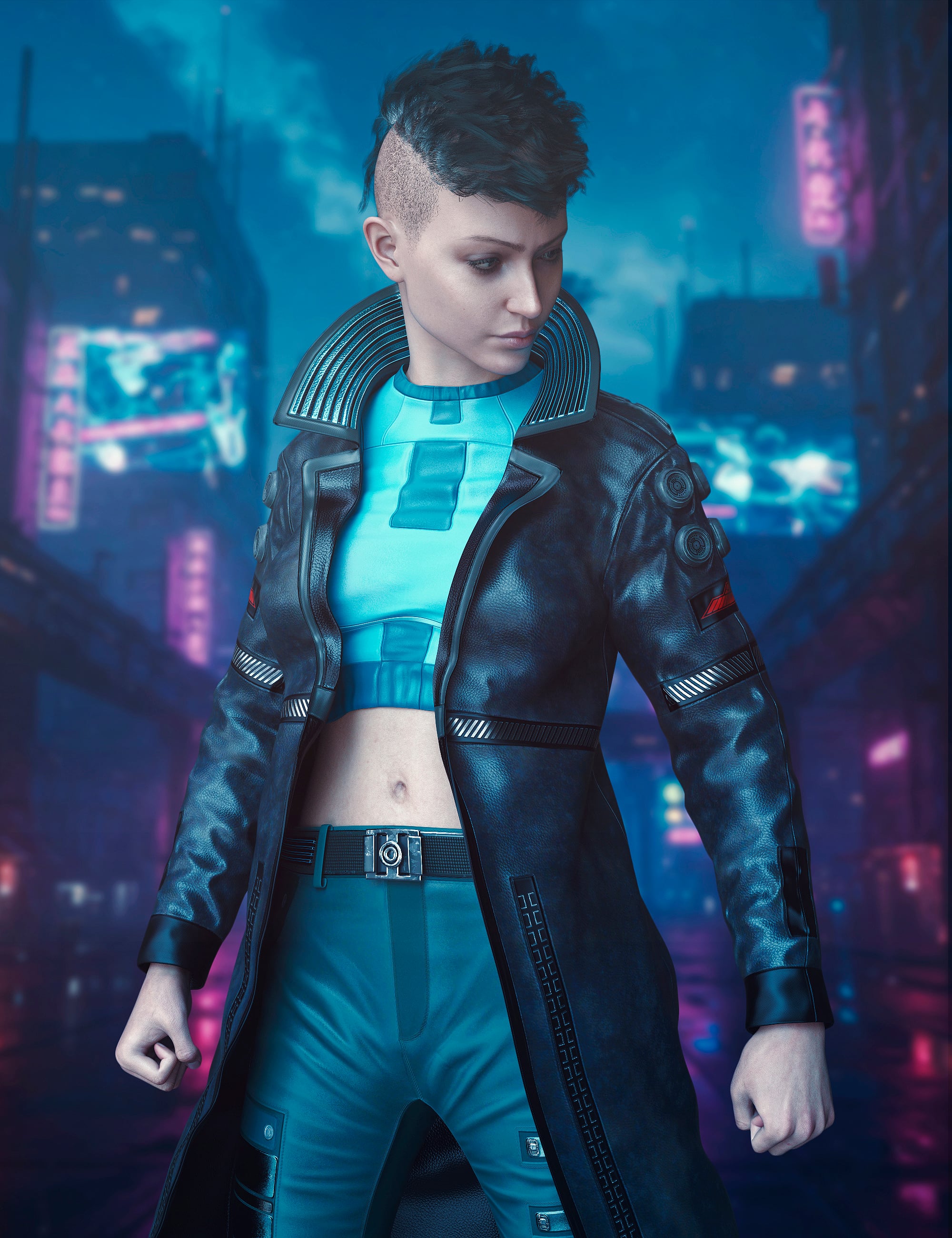 dForce Cyberpunk Style Outfit for Genesis 9 | Daz 3D