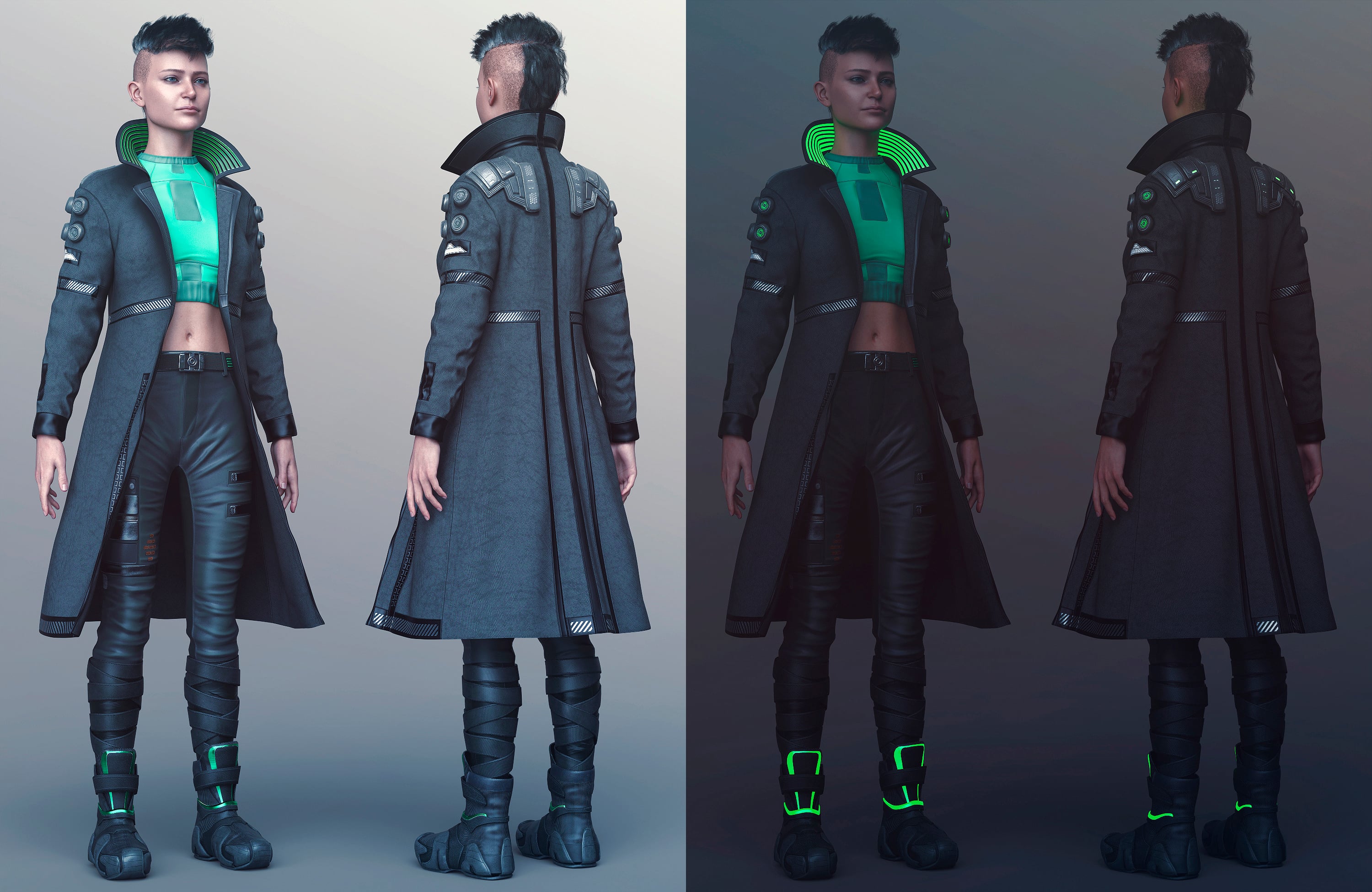 dForce Cyberpunk Style Outfit for Genesis 9 Texture Add-On | Daz 3D