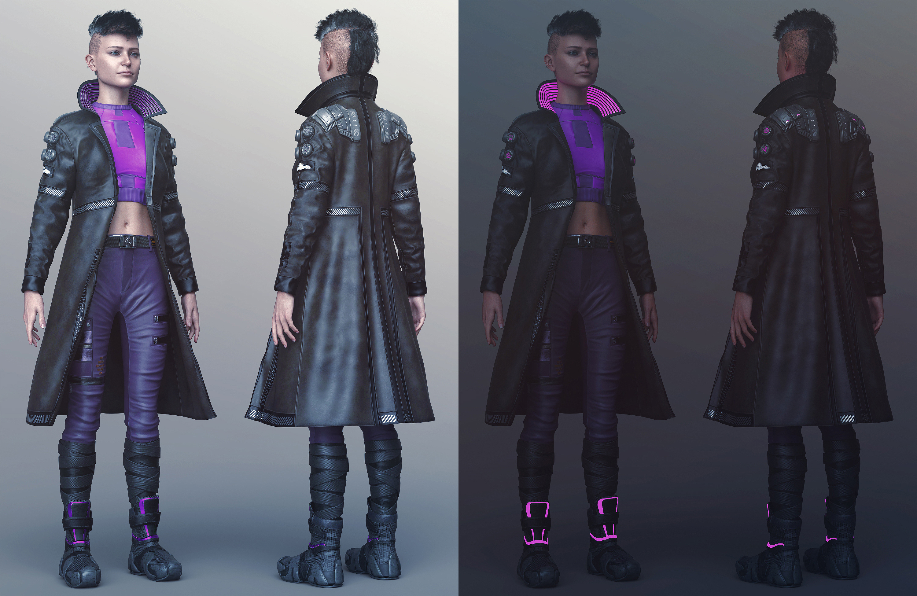 dForce Cyberpunk Style Outfit for Genesis 9 Texture Add-On | Daz 3D