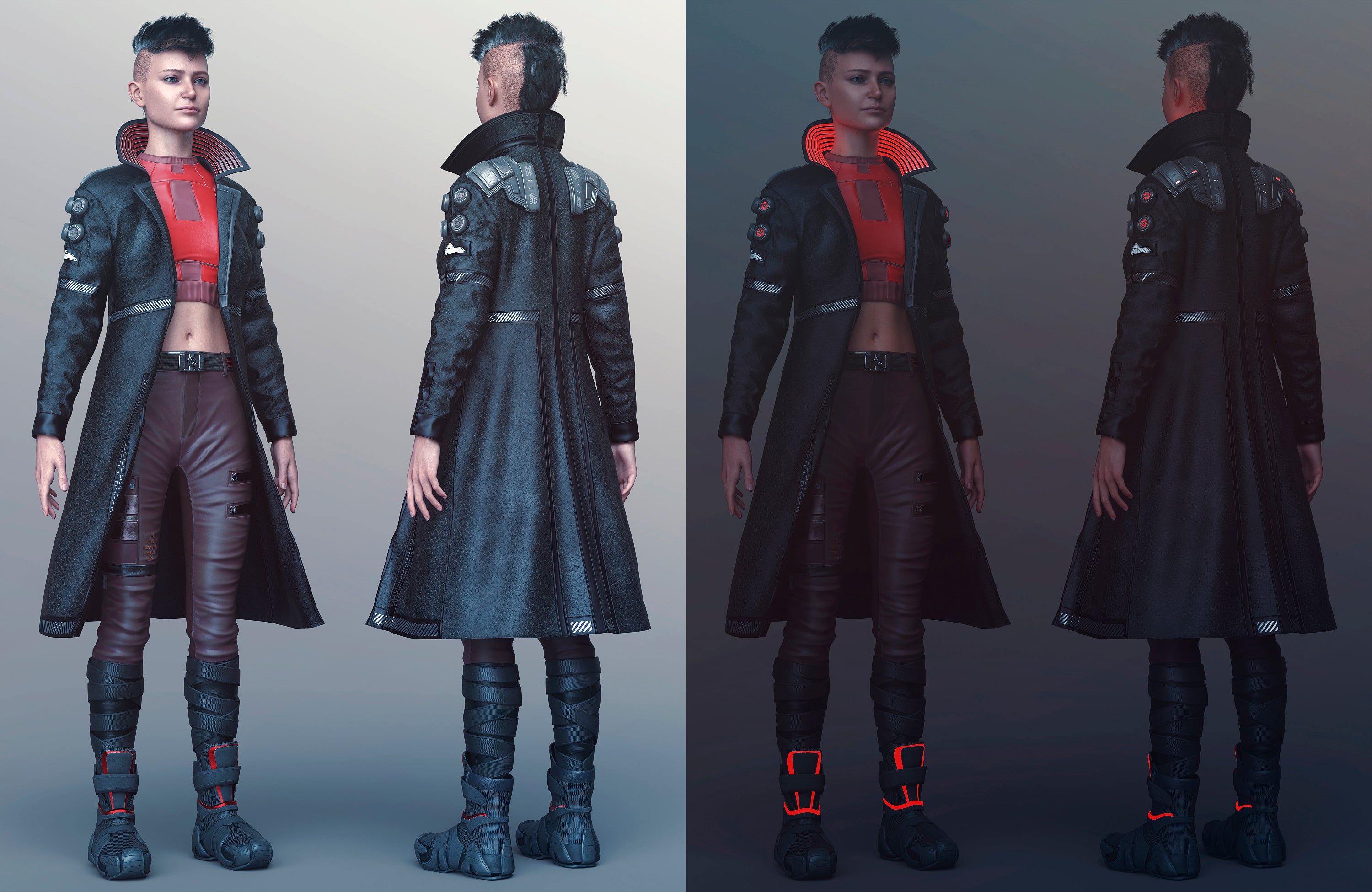 dForce Cyberpunk Style Outfit for Genesis 9 Texture Add-On | Daz 3D