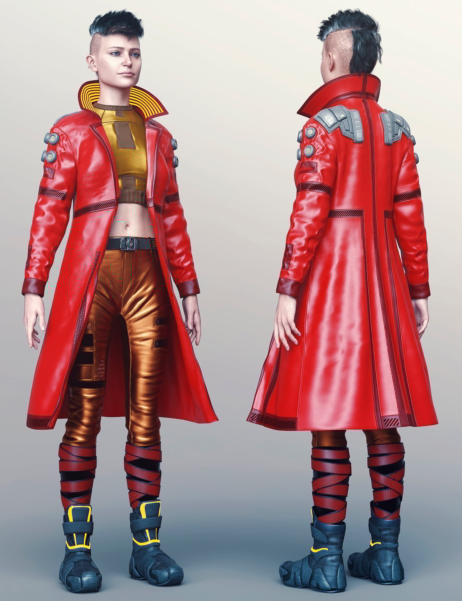 dForce Cyberpunk Style Outfit for Genesis 9 Texture Add-On | Daz 3D