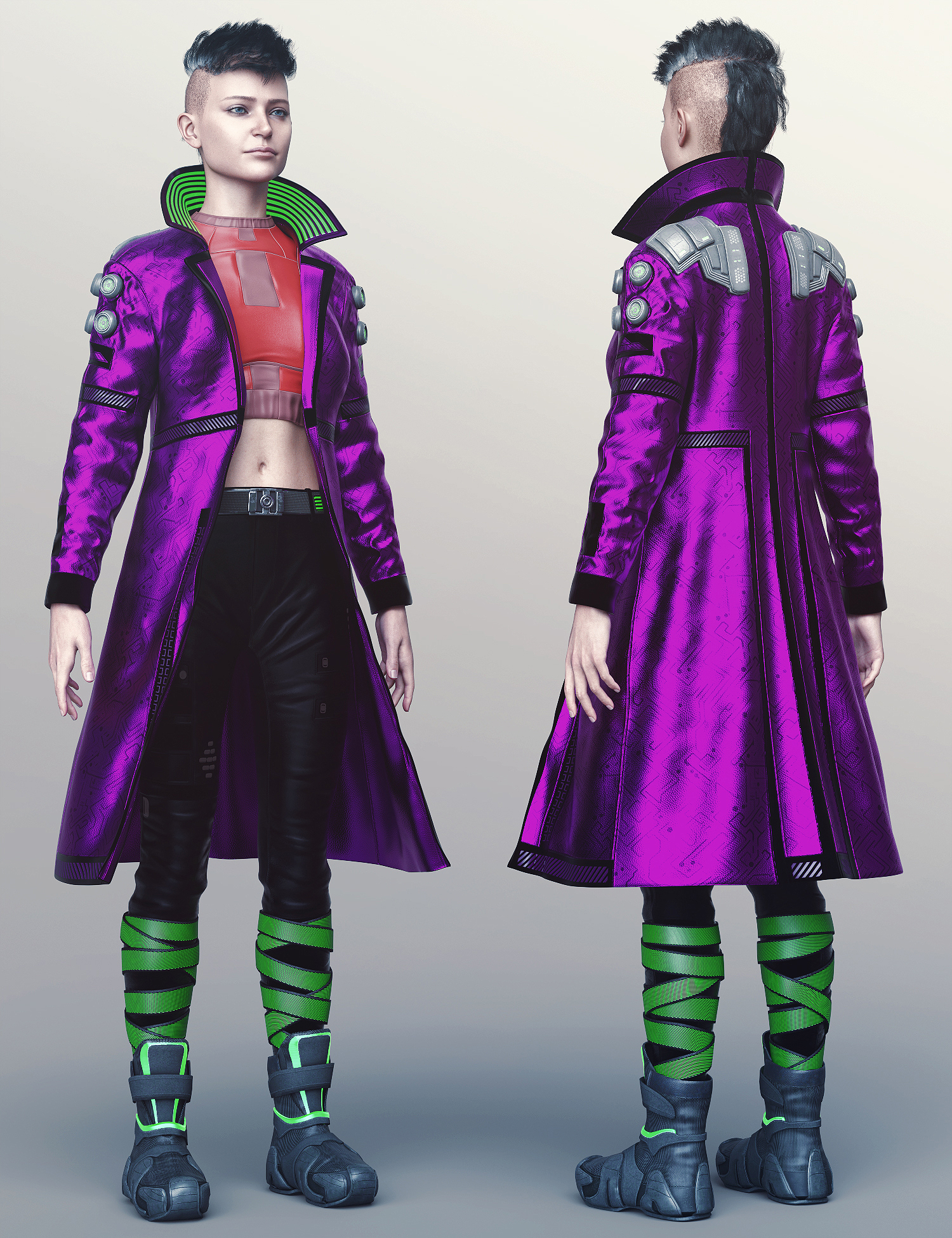 dForce Cyberpunk Style Outfit for Genesis 9 Texture Add-On | Daz 3D
