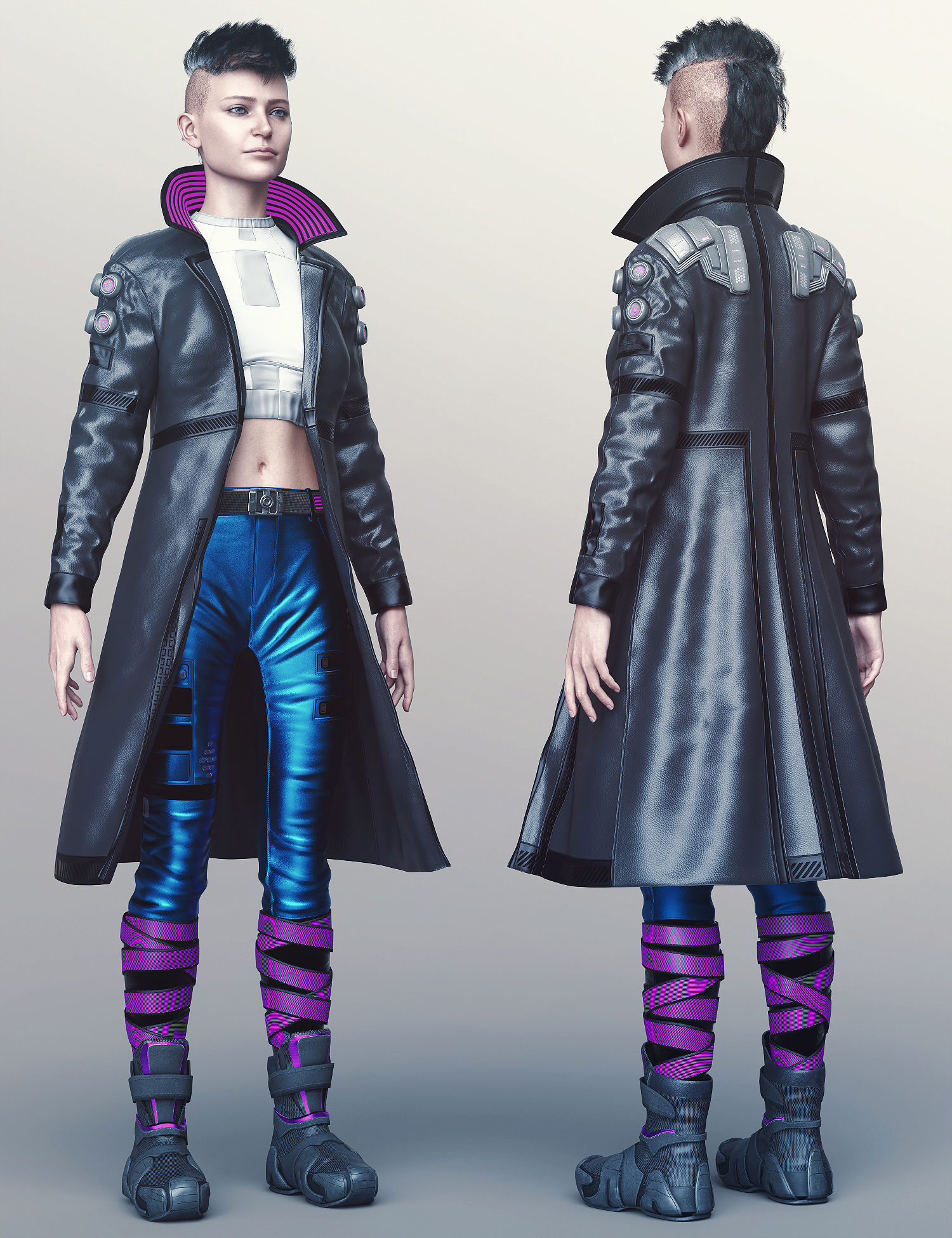 dForce Cyberpunk Style Outfit for Genesis 9 Texture Add-On | Daz 3D