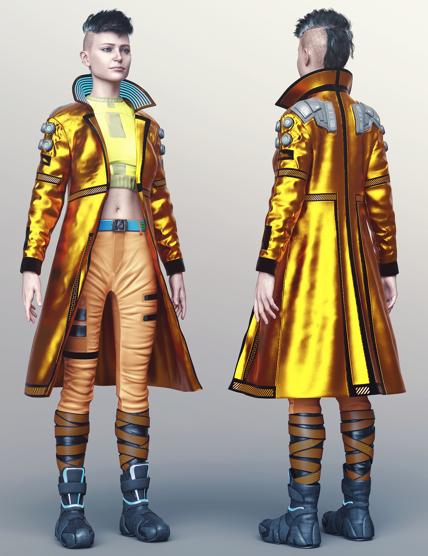 dForce Cyberpunk Style Outfit for Genesis 9 Texture Add-On | Daz 3D