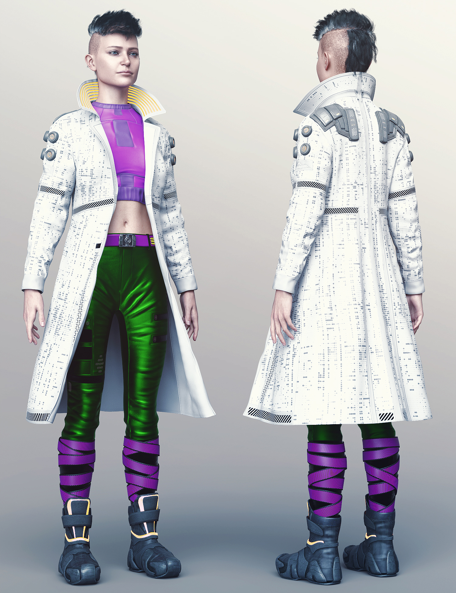 dForce Cyberpunk Style Outfit for Genesis 9 Texture Add-On | Daz 3D