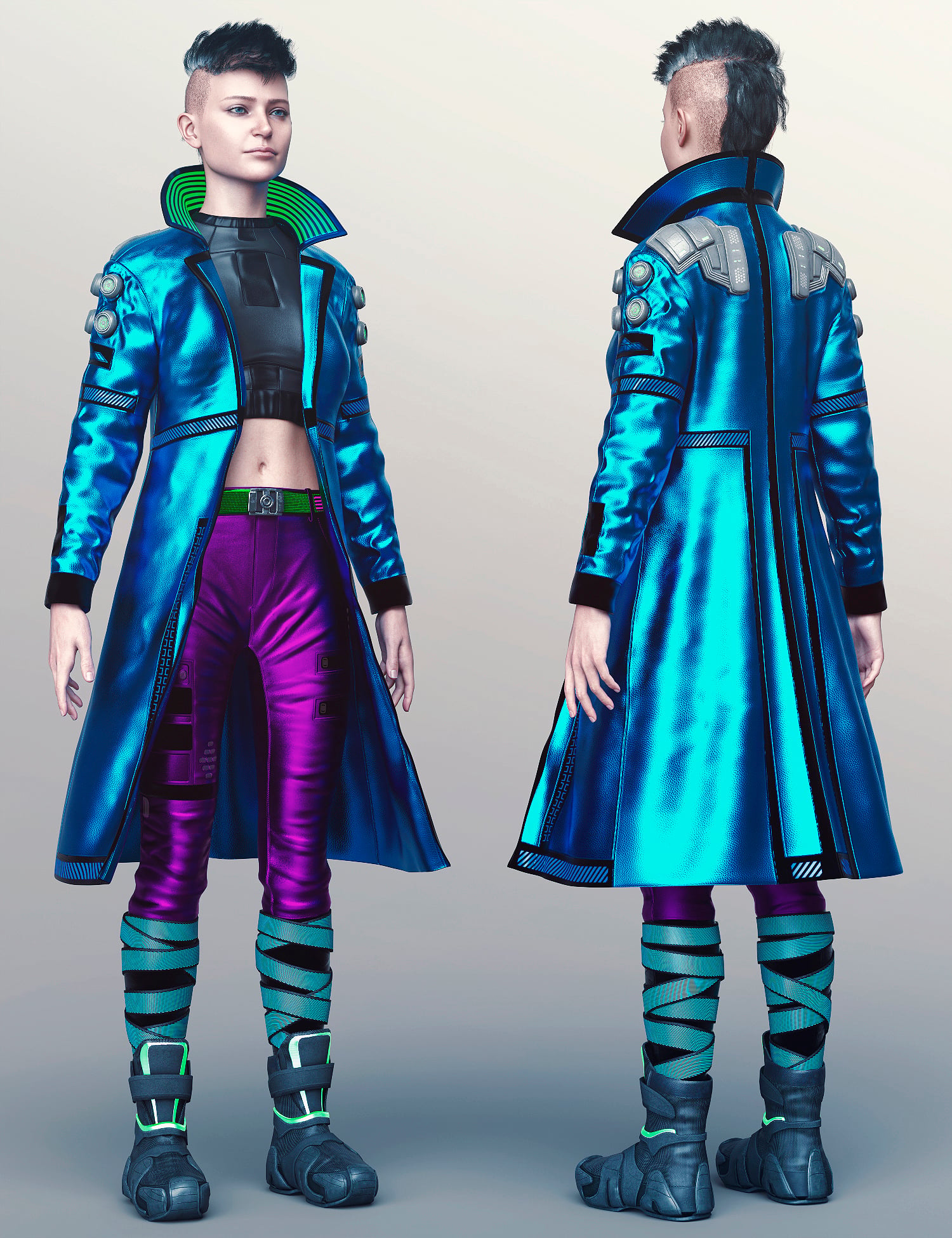 dForce Cyberpunk Style Outfit for Genesis 9 Texture Add-On | Daz 3D