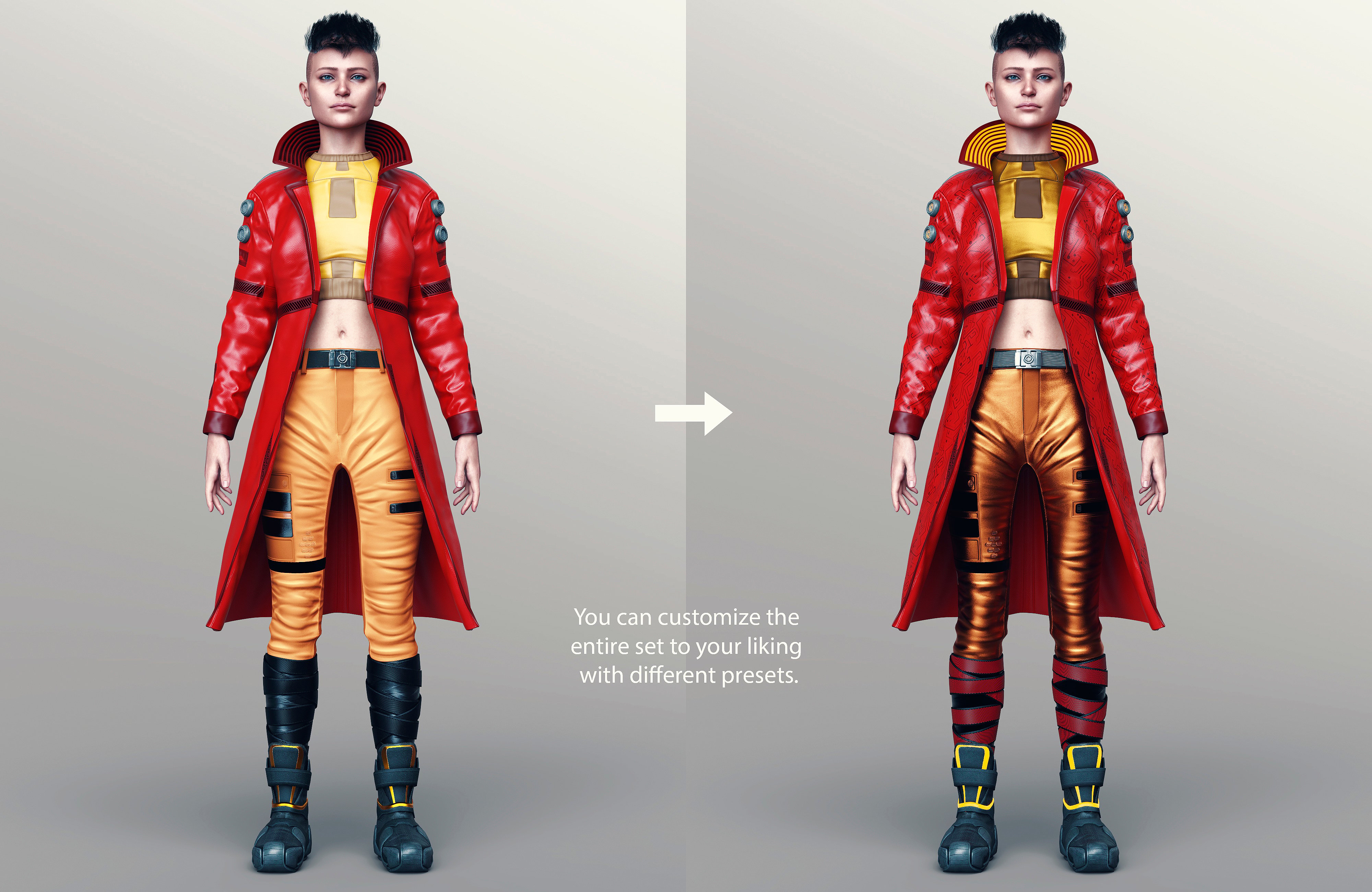 dForce Cyberpunk Style Outfit for Genesis 9 Texture Add-On | Daz 3D