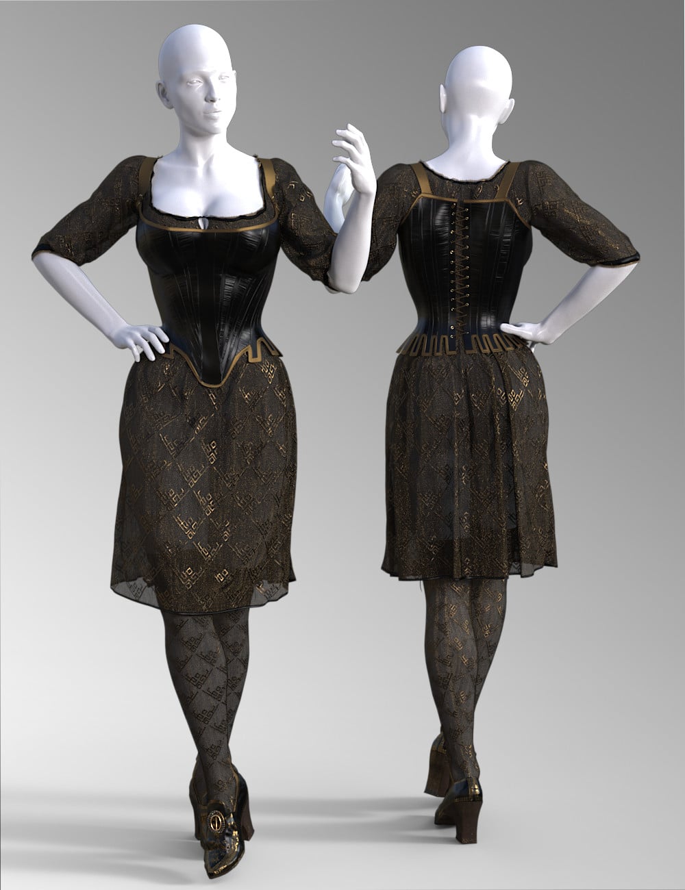 dForce 18th Century Corset Colors Texture Add-on | Daz 3D