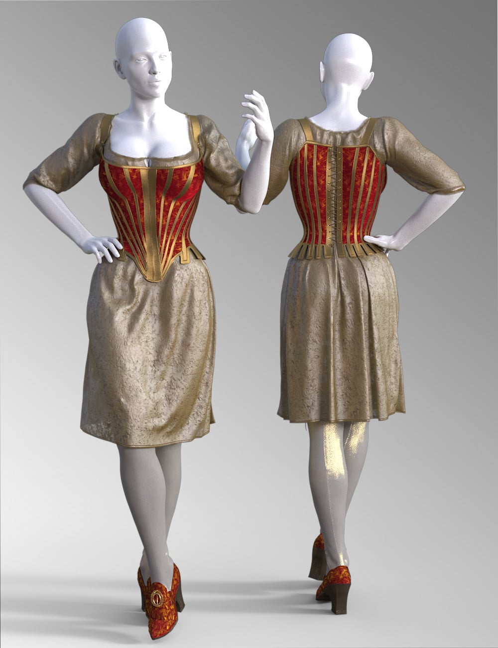 dForce 18th Century Corset Colors Texture Add-on | Daz 3D