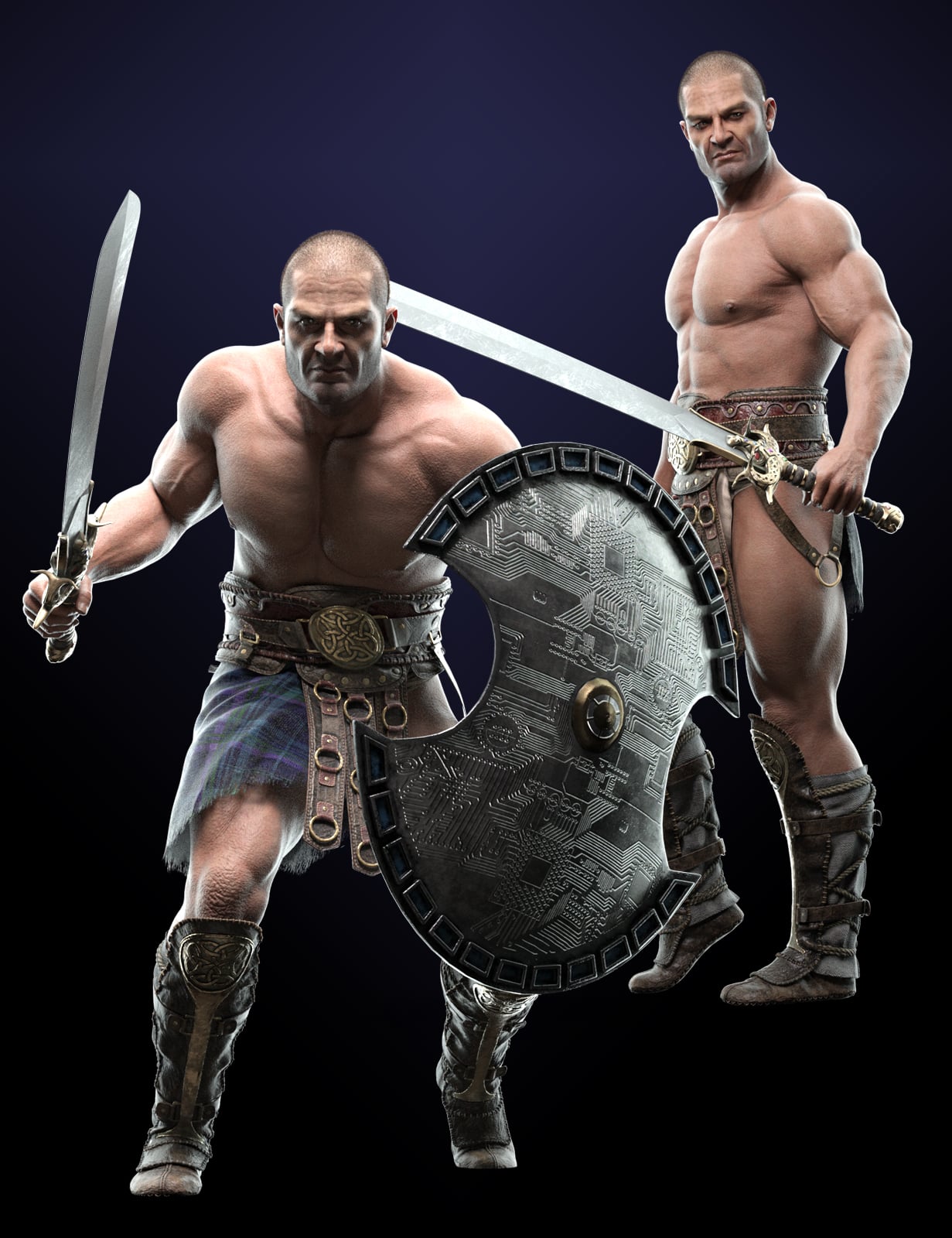 Heroic Poses for Classic Barbarian HD Character for Genesis 9 | Daz 3D