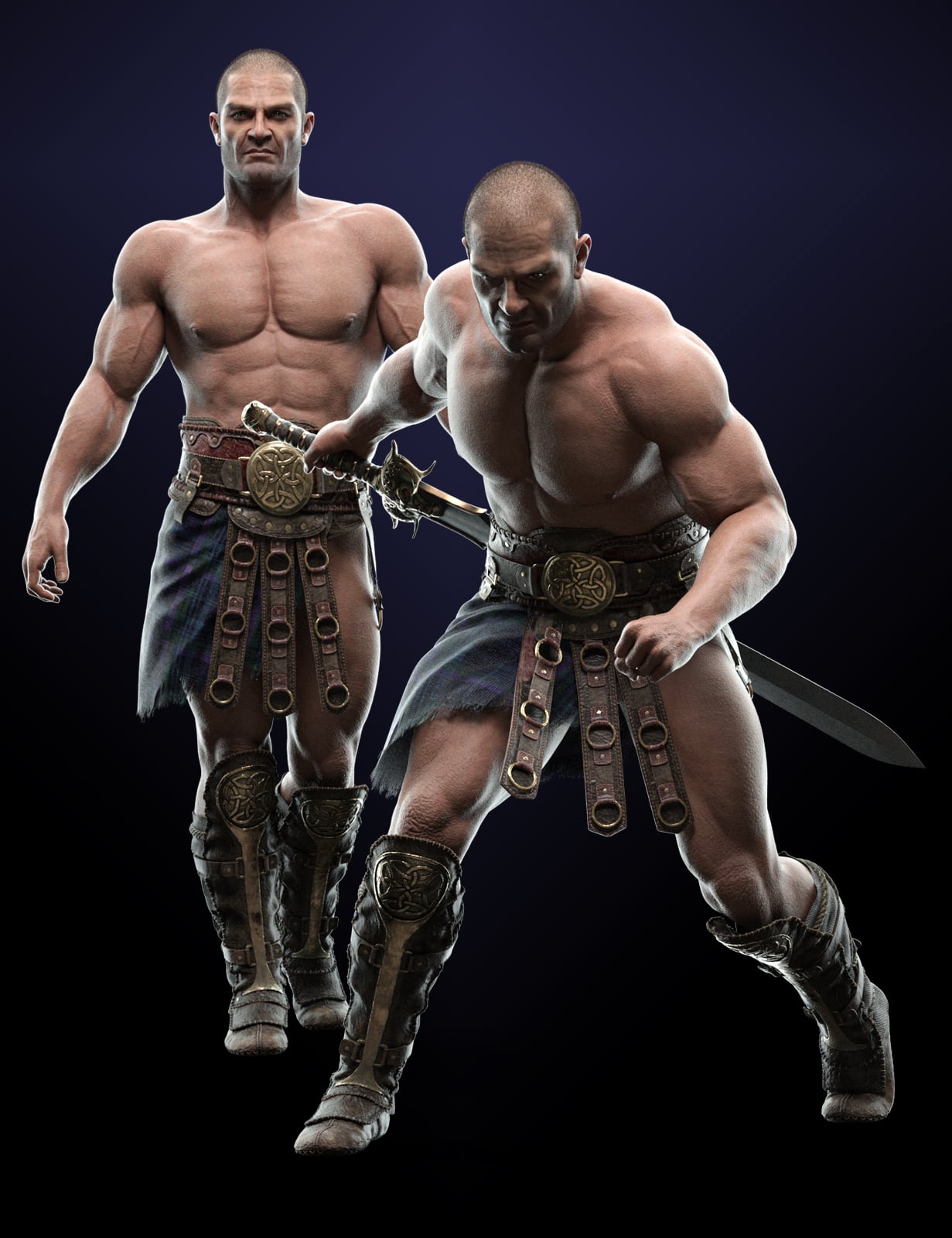 Heroic Poses for Classic Barbarian HD Character for Genesis 9 | Daz 3D
