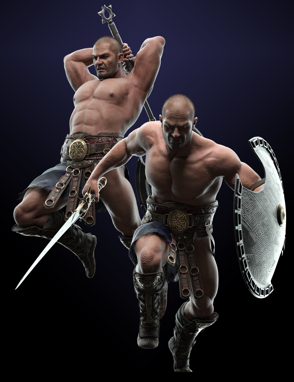 Heroic Poses for Classic Barbarian HD Character for Genesis 9 | Daz 3D