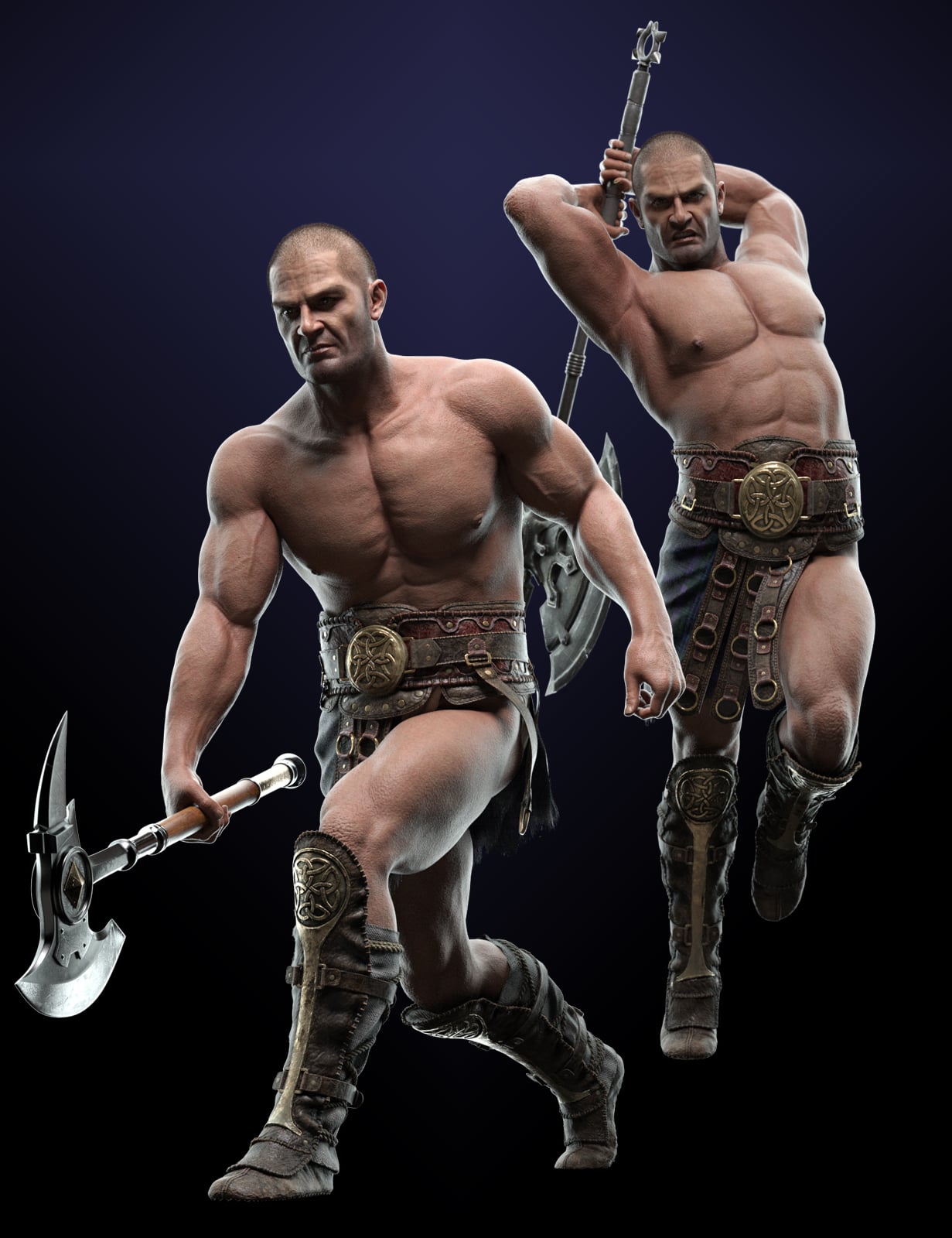 Heroic Poses for Classic Barbarian HD Character for Genesis 9 | Daz 3D