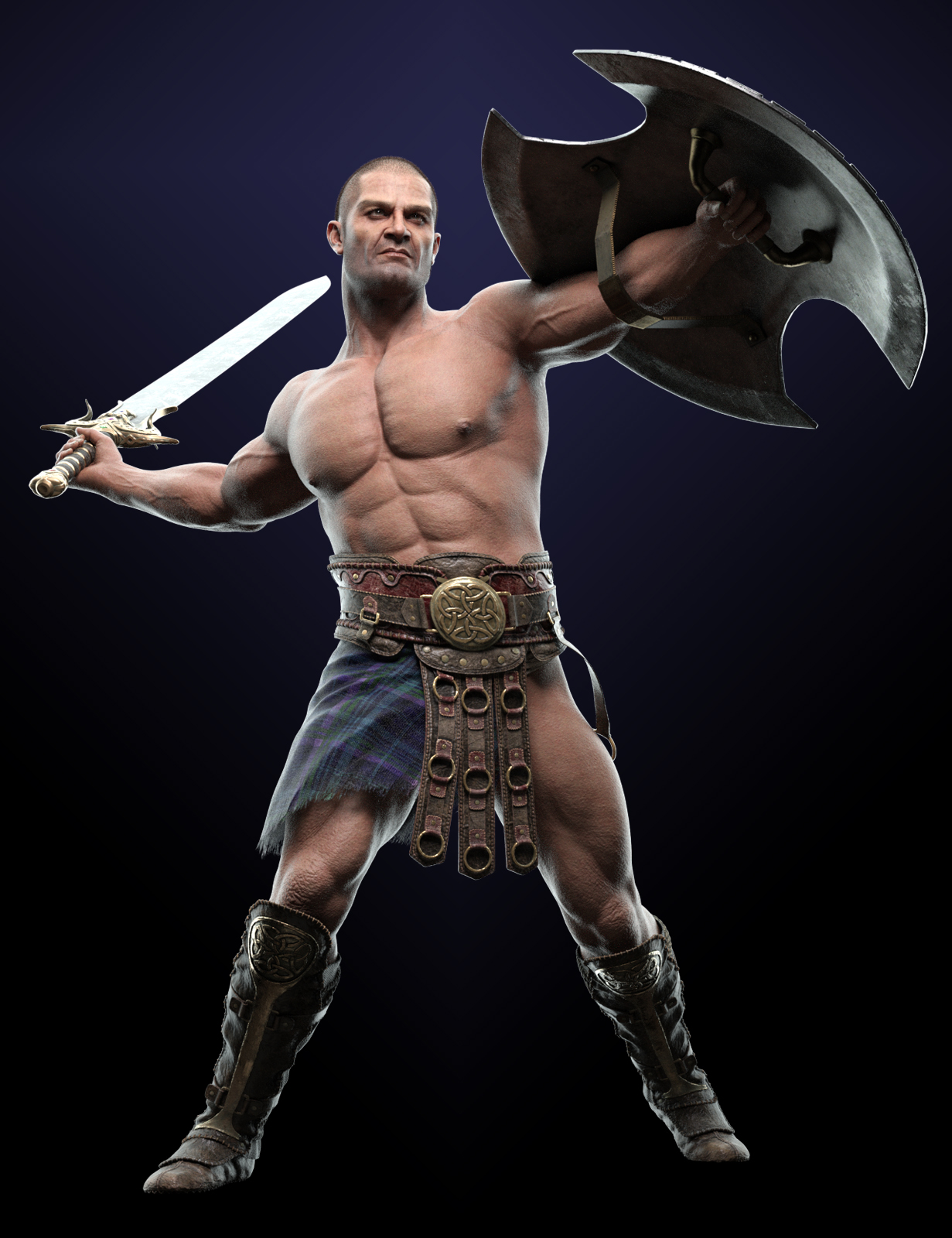 Heroic Poses for Classic Barbarian HD Character for Genesis 9 | Daz 3D