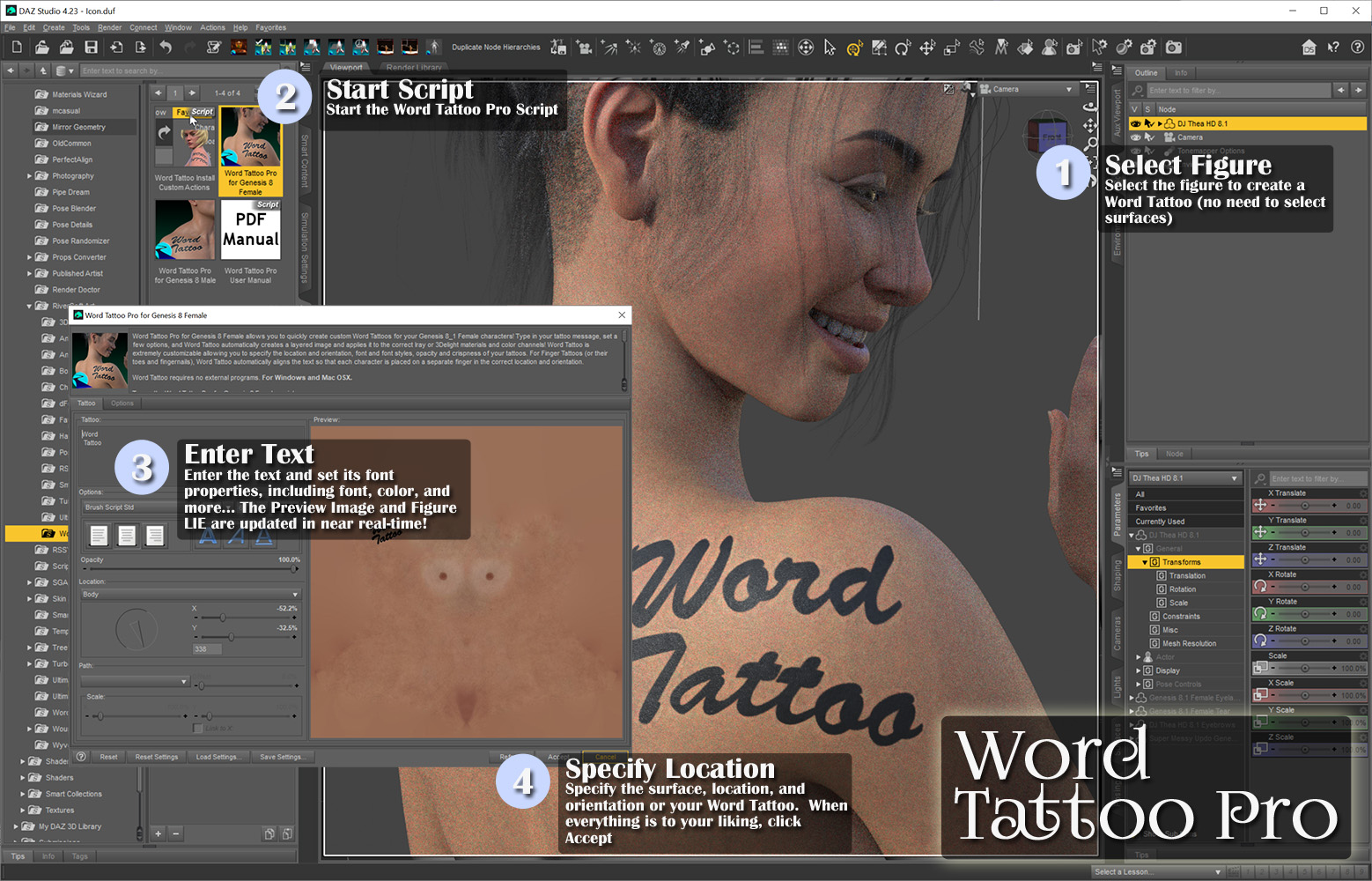 Word Tattoo Pro for Genesis 8 | Daz 3D