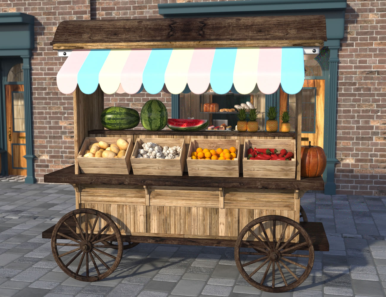 Fruit And Veg Cart | Daz 3D