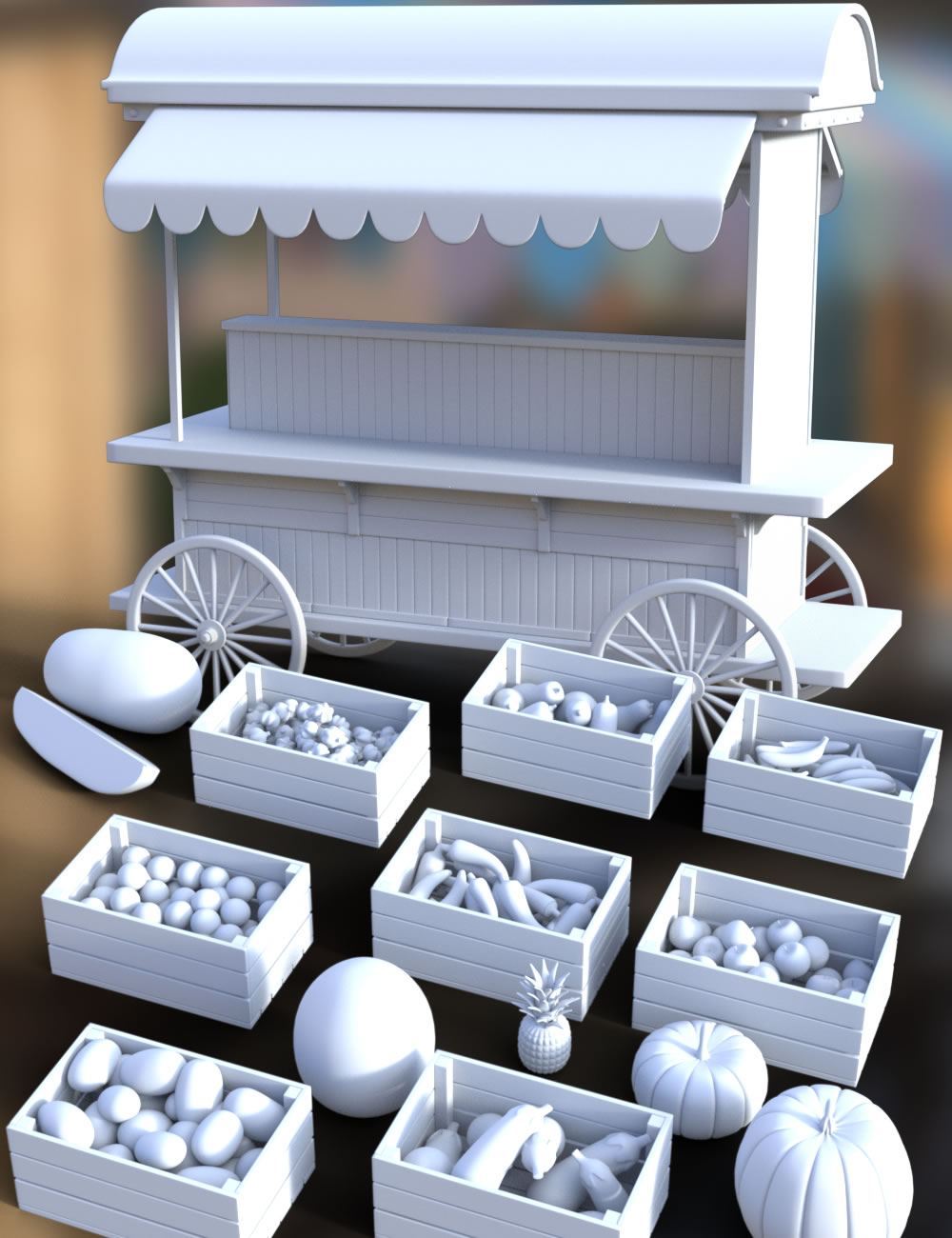 Fruit And Veg Cart | Daz 3D