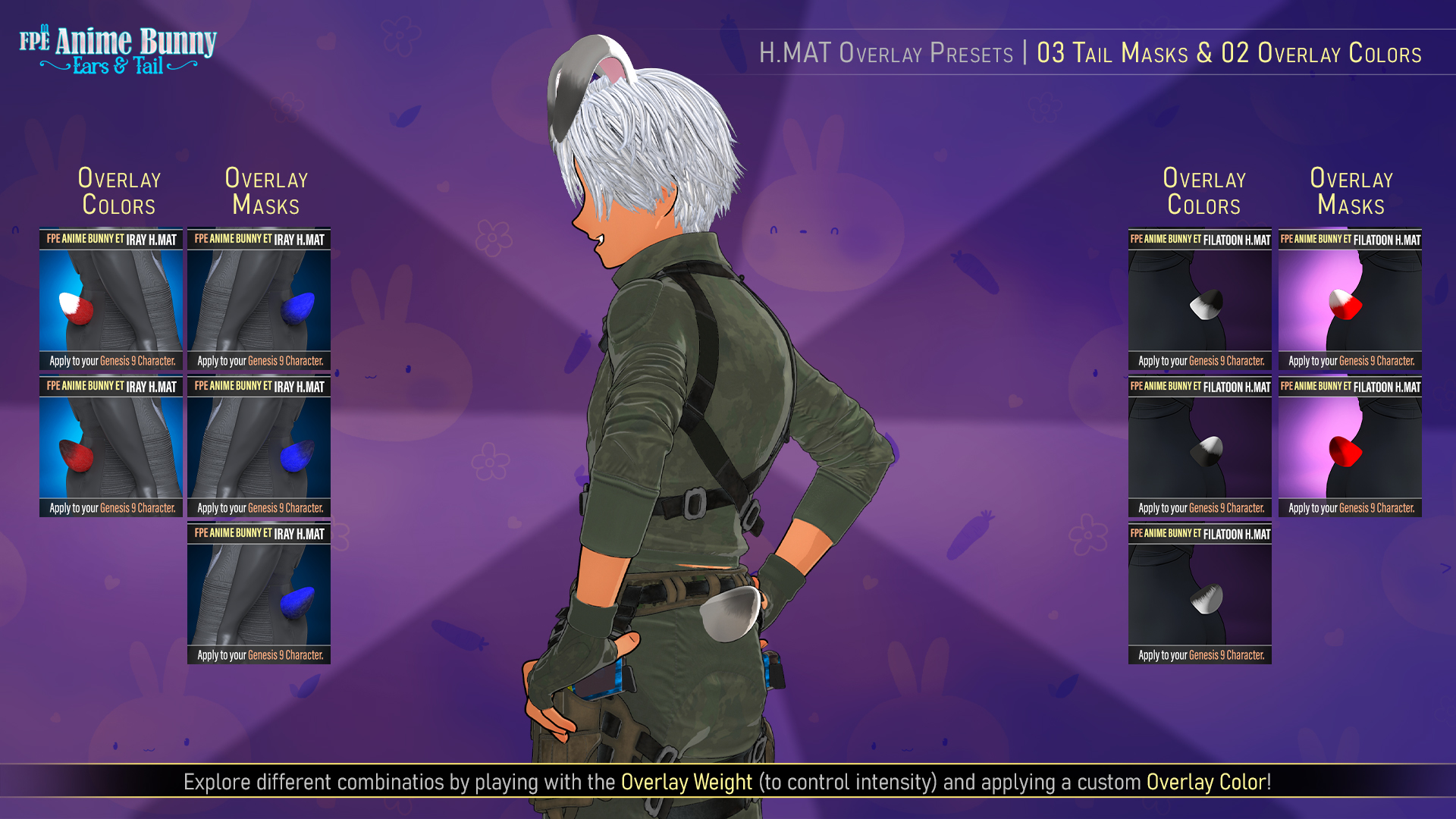 FPE Anime Bunny Ears and Tail for Genesis 9 | Daz 3D