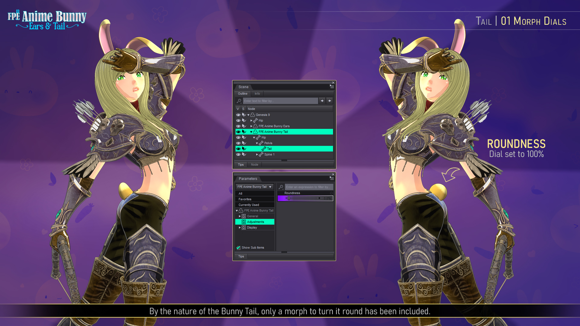 FPE Anime Bunny Ears and Tail for Genesis 9 | Daz 3D