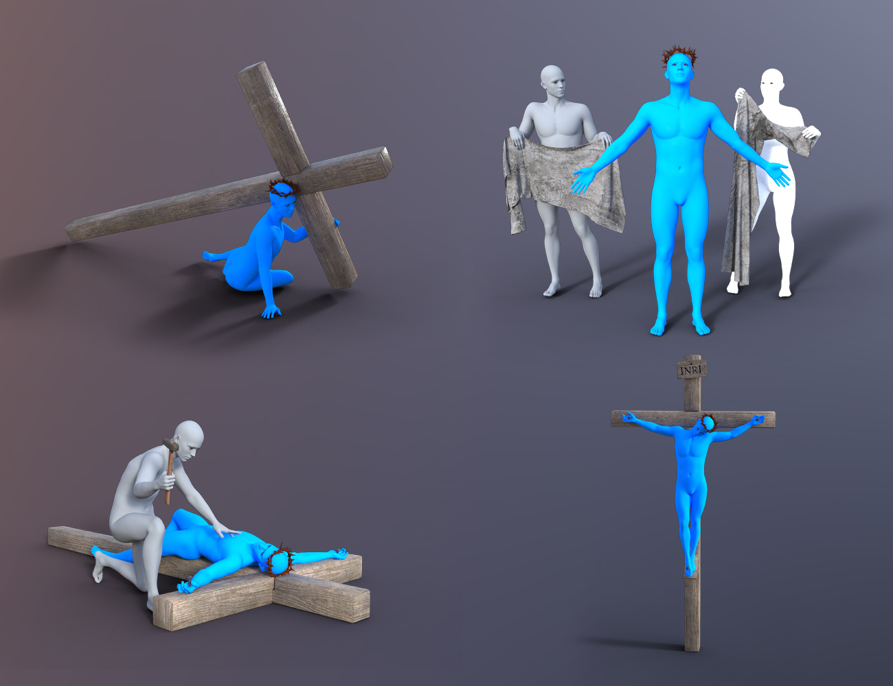 Via Crucis - Way of the Cross - Props and Poses for Genesis 9 | Daz 3D