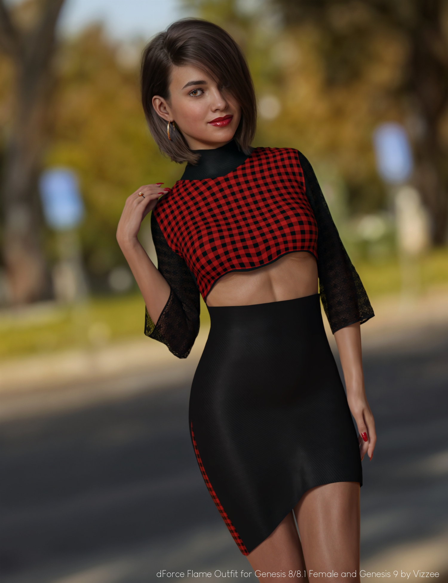dForce Flame Outfit for Genesis 9 and Genesis 8.1 and 8 Females | Daz 3D