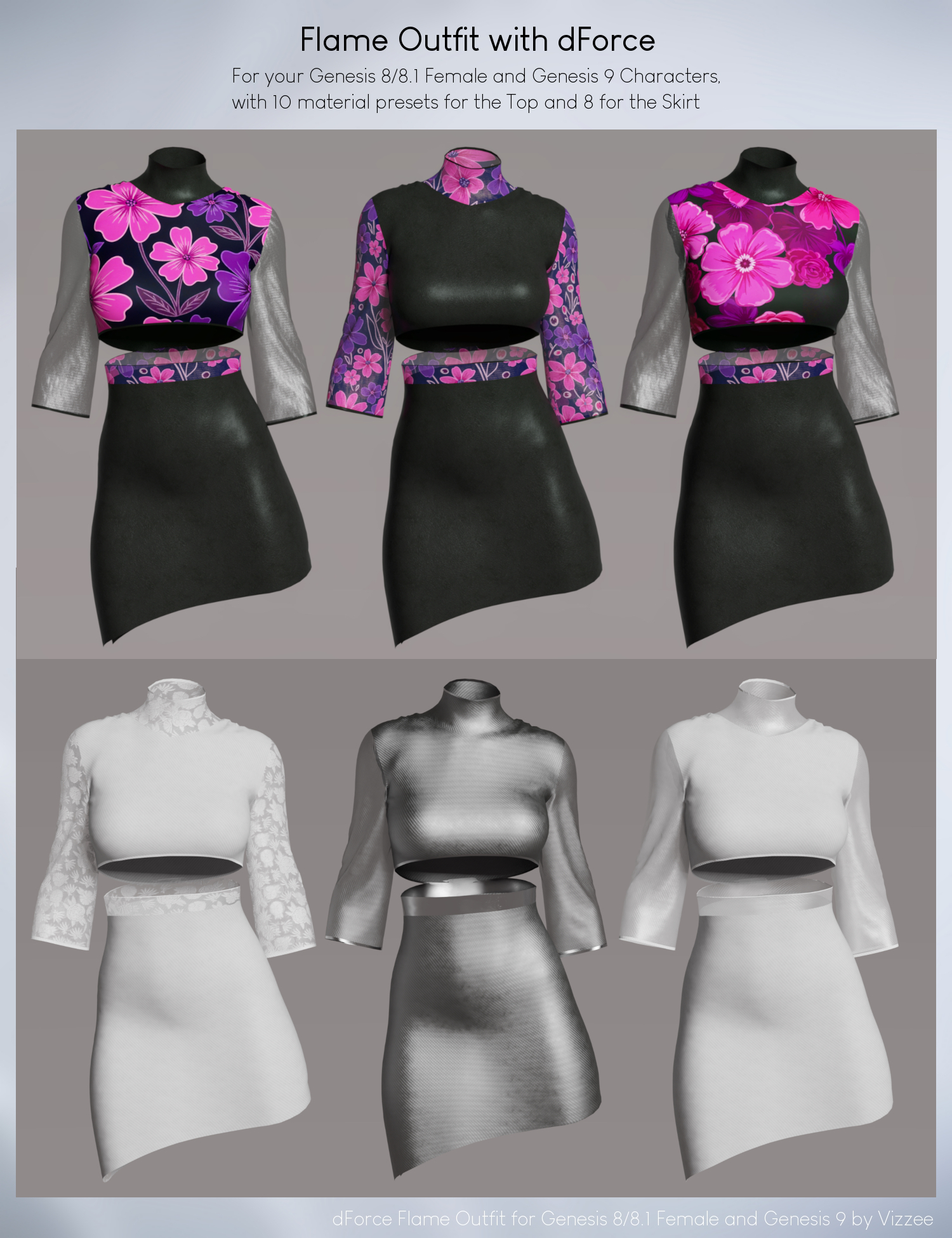 dForce Flame Outfit for Genesis 9 and Genesis 8.1 and 8 Females | Daz 3D