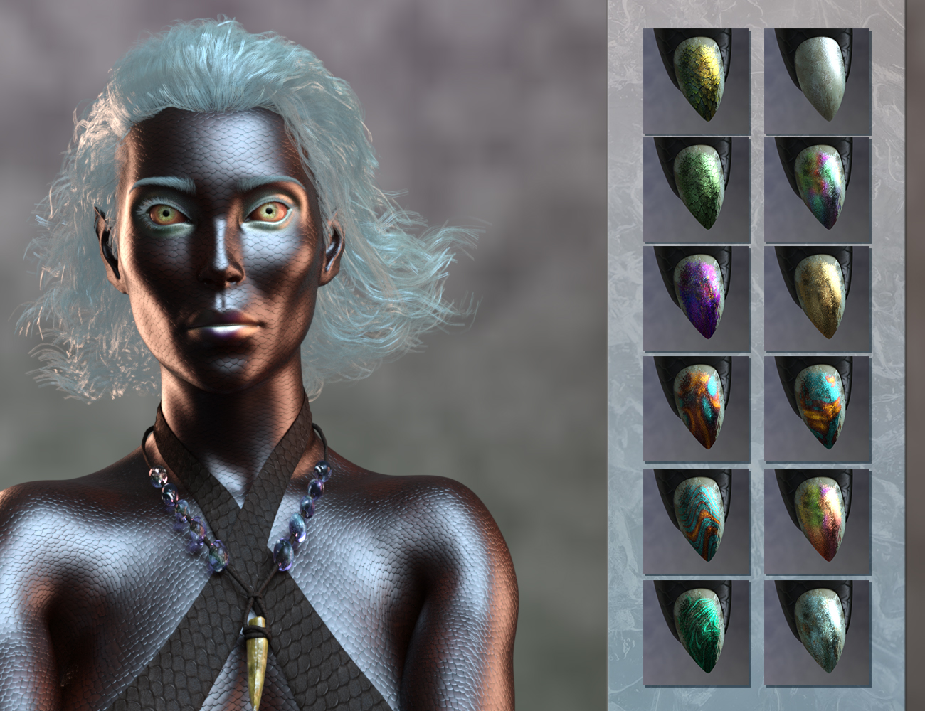 AB Scaly Elven Skins and Shaders for Genesis 9 | Daz 3D