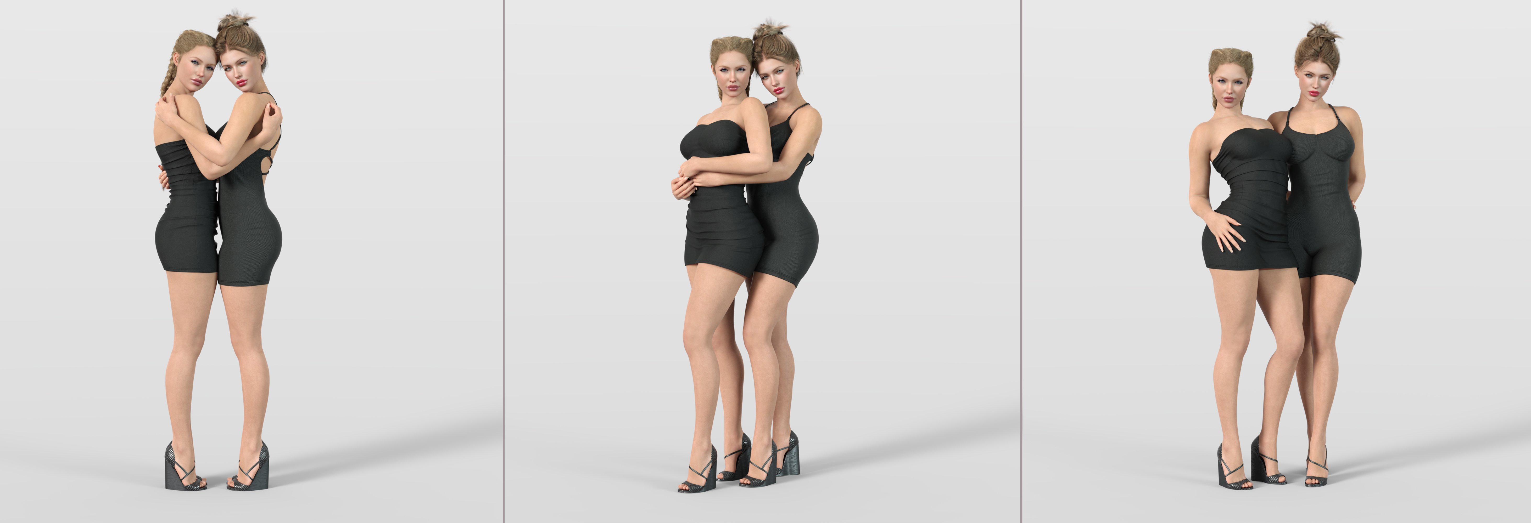Z Double Trouble Couple Poses for Genesis 9 and 8 Female | Daz 3D