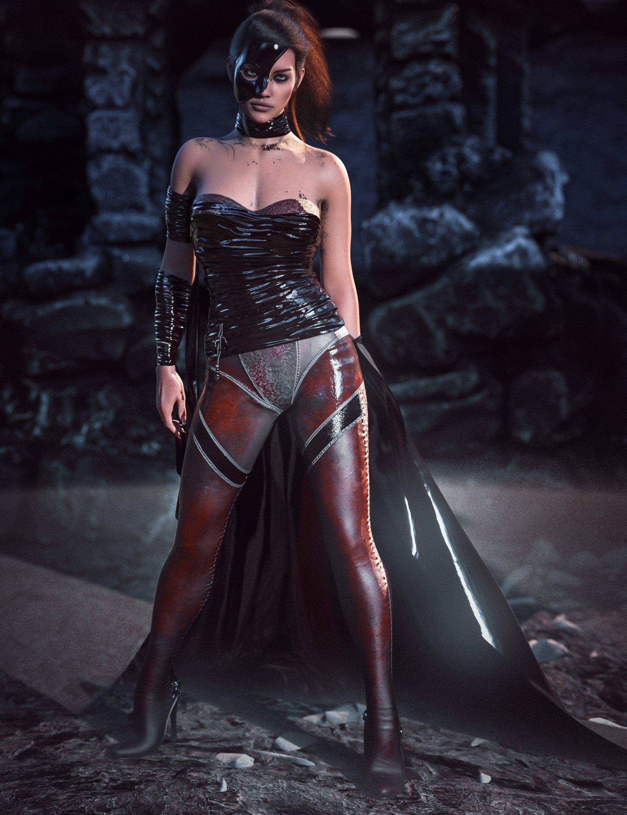 dForce CB Doya Clothing Set and Leather and Enigma Texture Expansion Bundle | Daz 3D