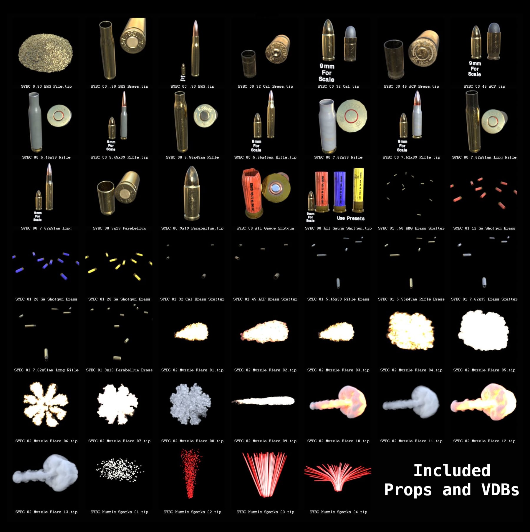 SY Bullets And Muzzle Flash Iray | Daz 3D